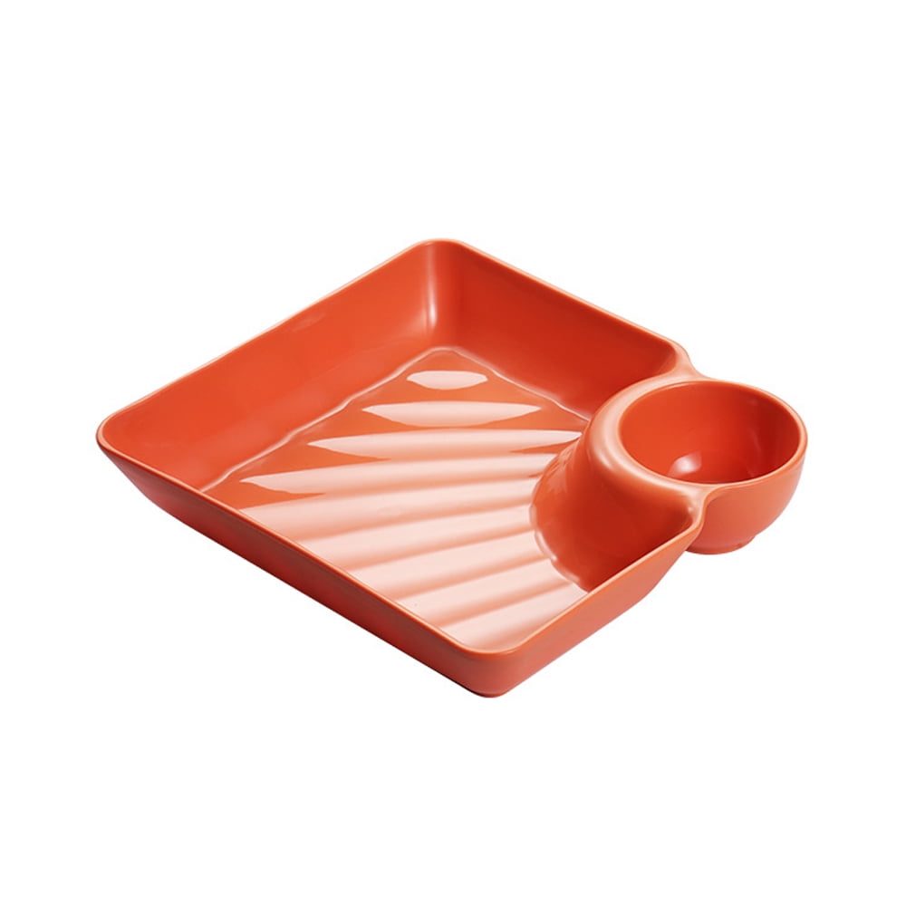 Dumpling Plates with Sauce Compartment Square Serving Plates with ...