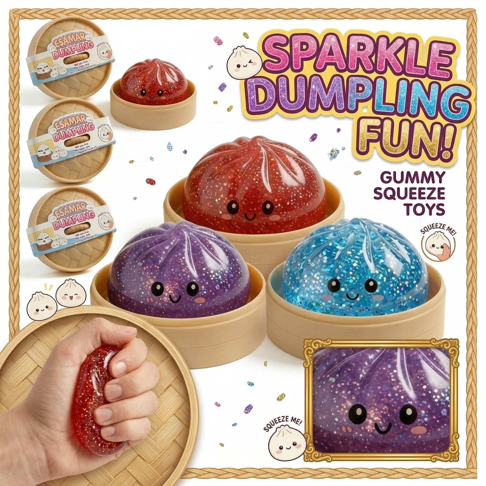 Dumpling Squishy,Giant Glitter Dumpling,Mystery Squishy Dumplings Box ...