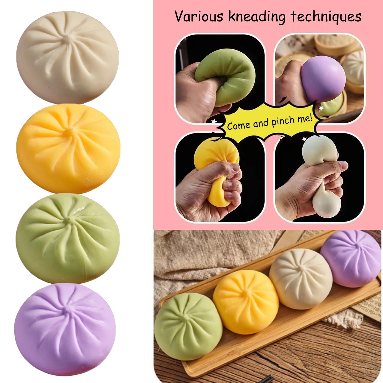 Dumpling Squishy Silicone Stress Toys Large Steamed Stuffed Dumpling ...