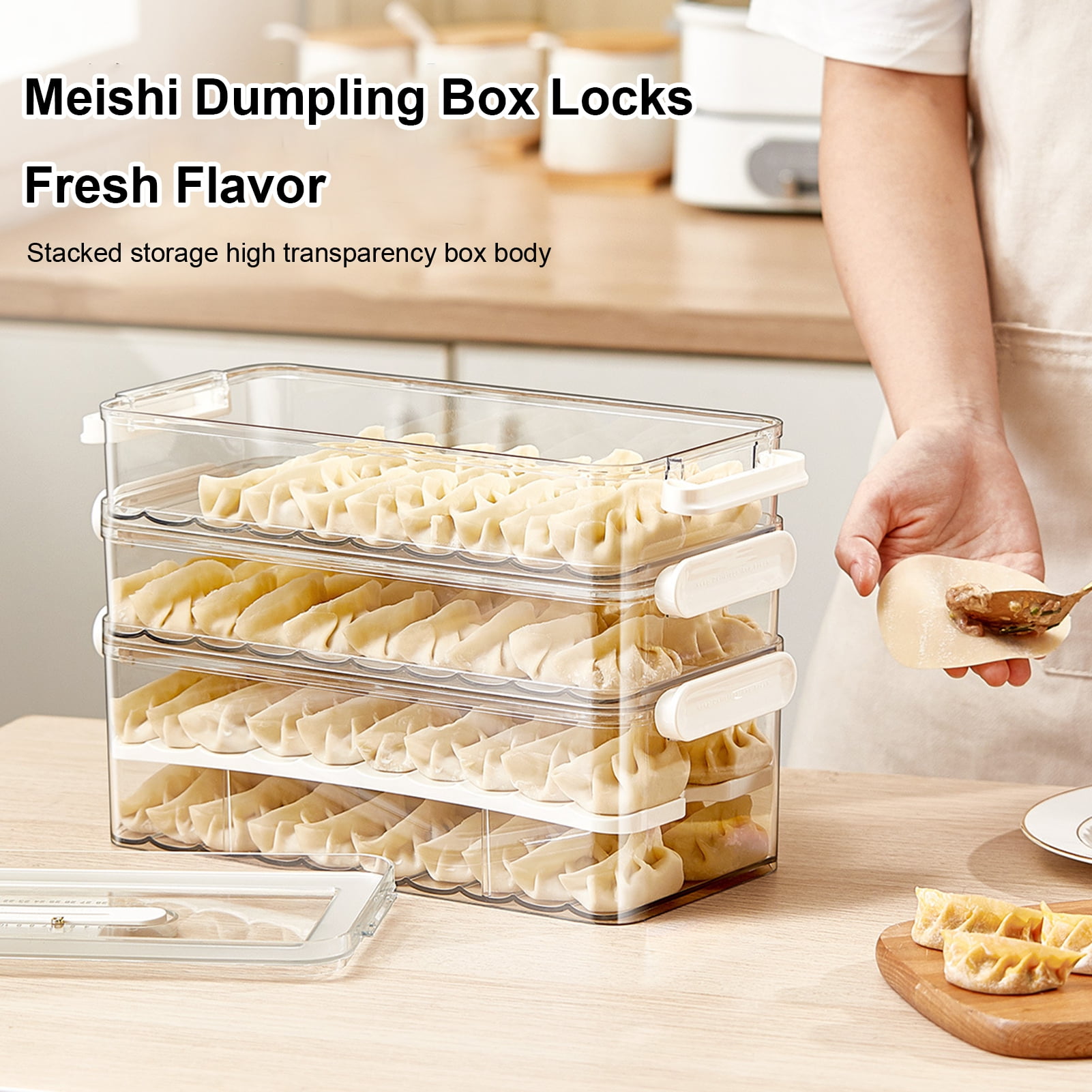 Dumpling Storage Box Biscuit Container Transparent Dumpling Box Single ...