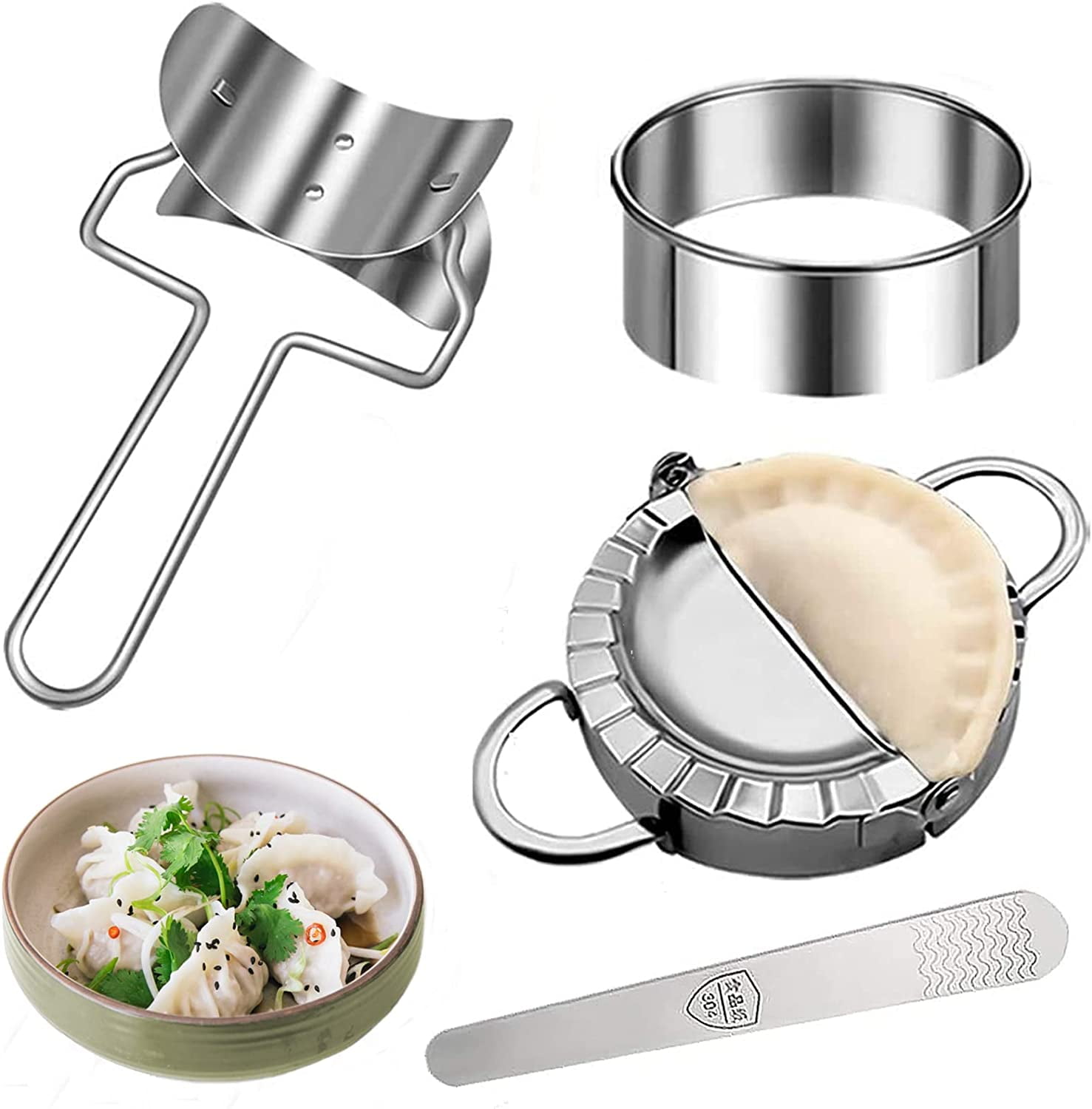 Dumplings Maker, 4 Pcs Stainless Steel Empanadas Press Kit -1 Set of ...