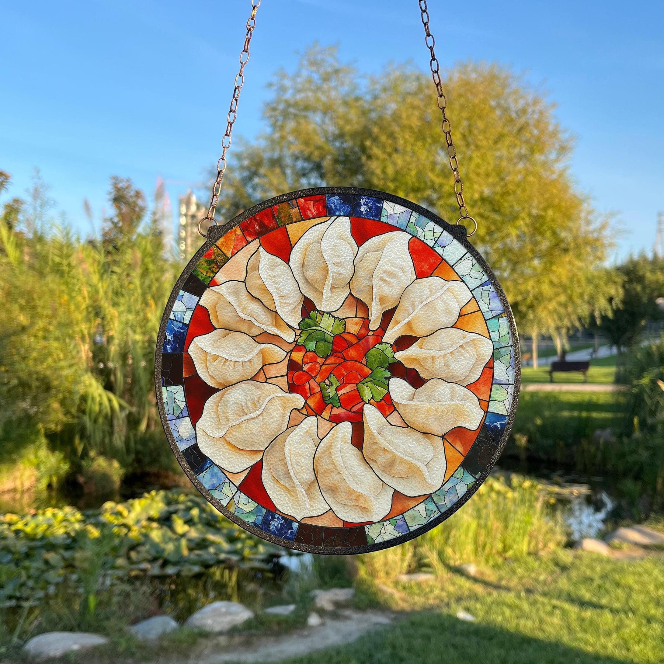 Dumplings Stained Glass, Window Hanging Decor, Kitchen Suncatcher Decor ...