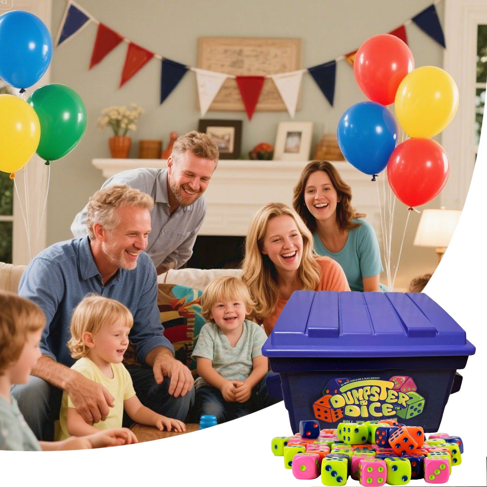 Dumpster Dice , Fast-Paced Family Dice Game, Exciting 4 Player Board and Dice Game, Portable ...