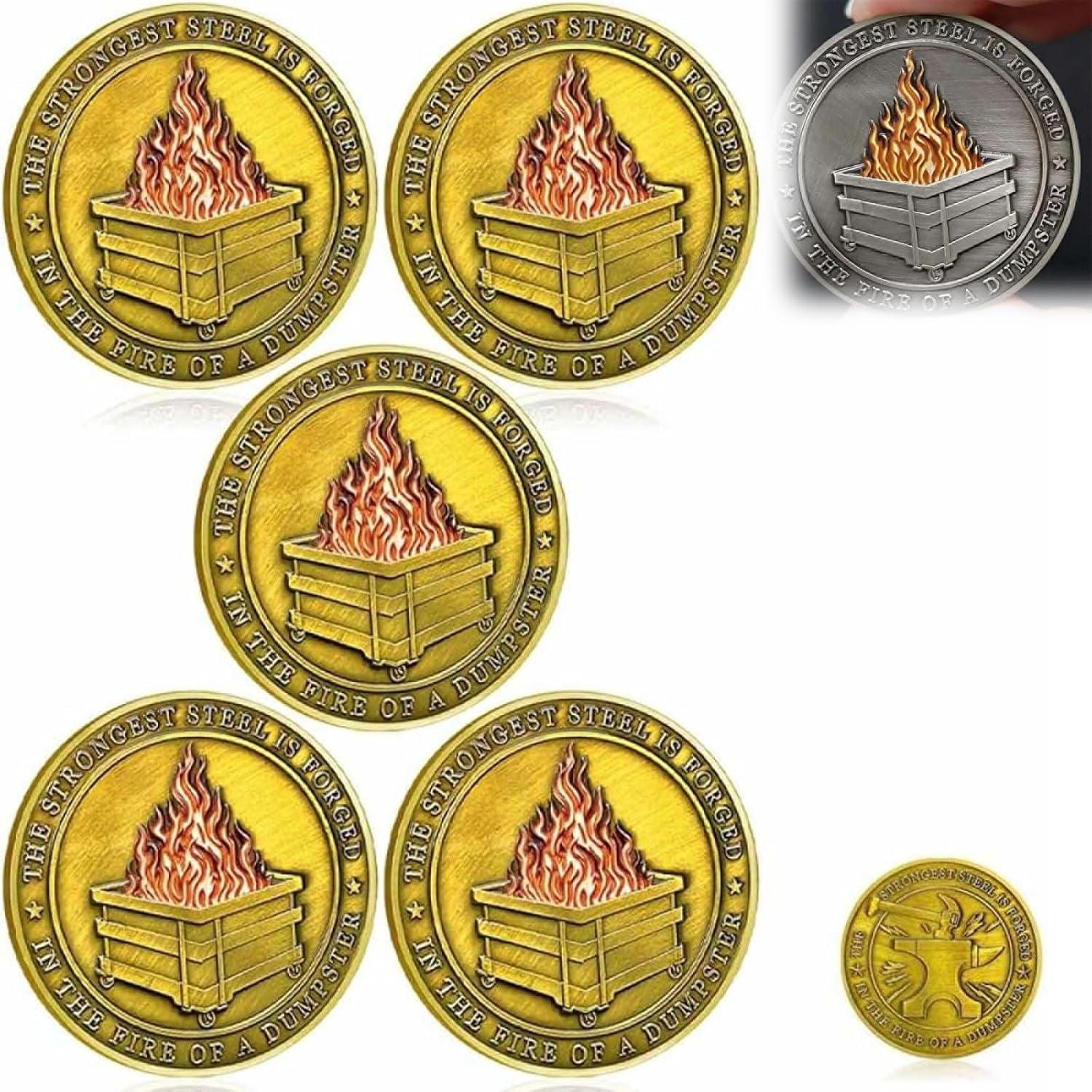 Dumpster Fire Challenge Coin, Dumpster Fire Desk Accessories, Unique ...