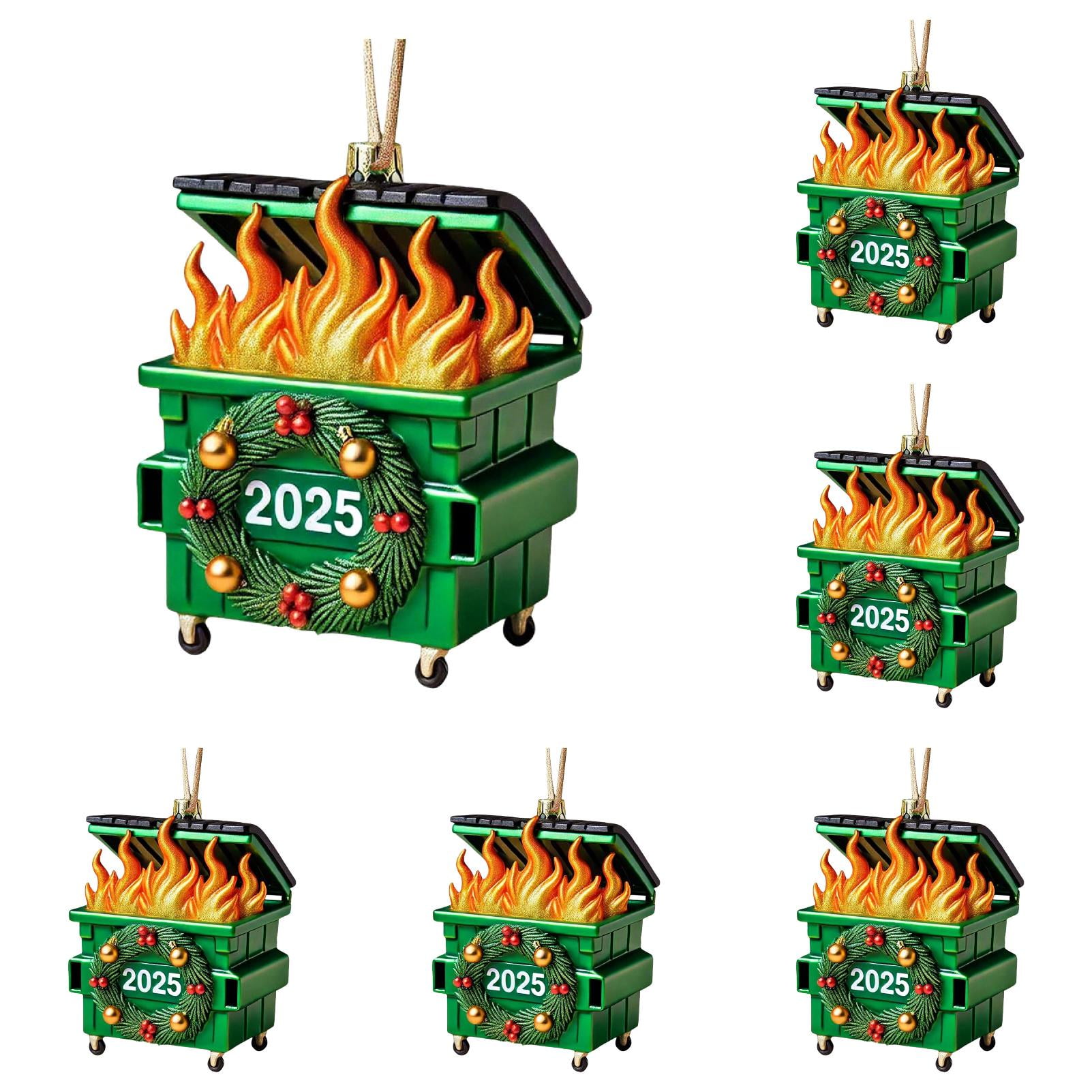 Dumpster Fire Christmas Ornament 2025 Funny Acrylic 2D Flat Ornament ...