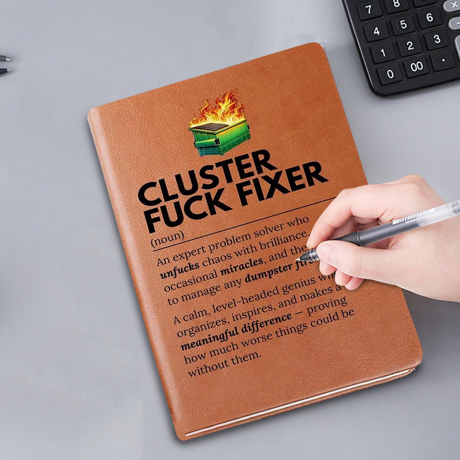 Dumpster Fire Notebook with Unique Leather Design, The Ultimate Cluster Fuc k Fixer Journal for ...