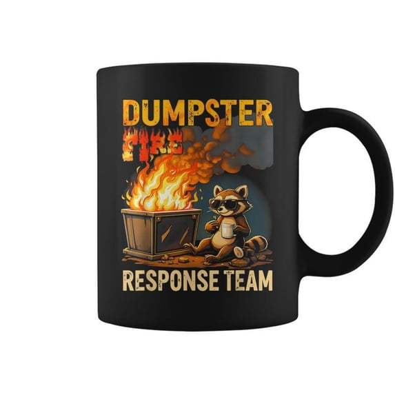Dumpster Fire Response Team Trash Raccoon Drinking Campfire Coffee Mug ...