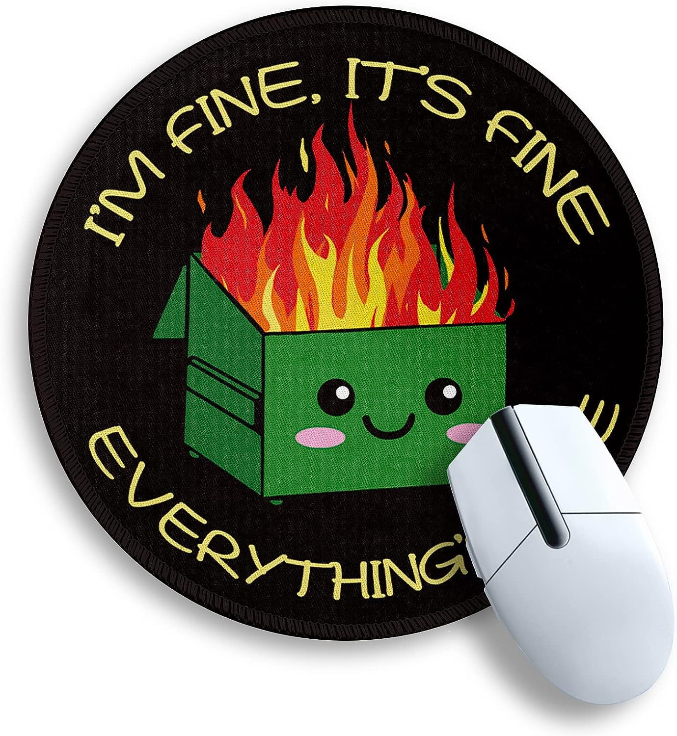 Dumpster on Fire Round Mouse Pad 8.6 x 8.6 Inch, Cute Funny Mouse pad ...
