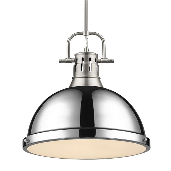 Duncan 1 Light Pendant with Rod in Pewter with Chrome - Walmart.com