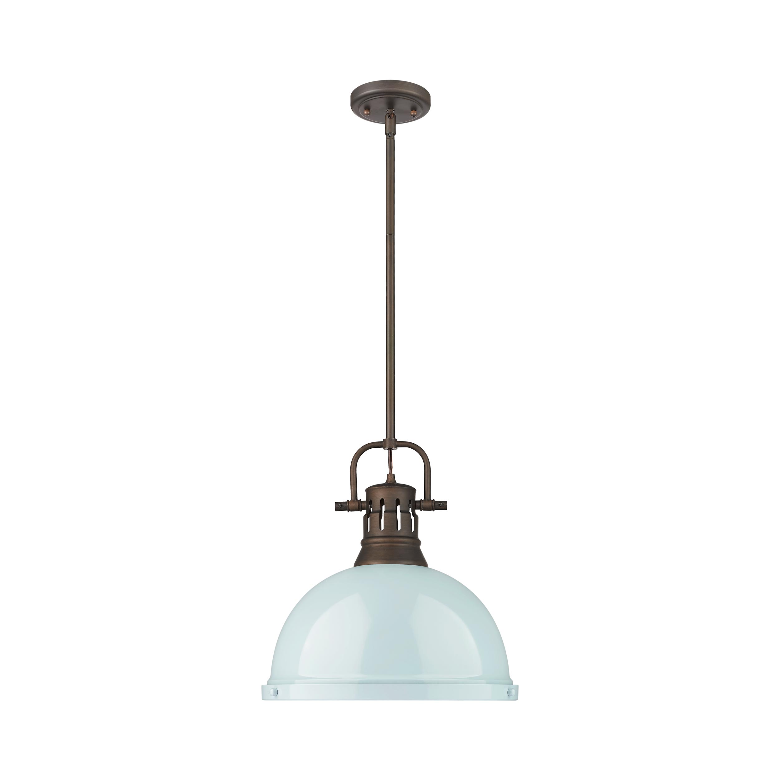 Duncan 1-Light Pendant with Rod in Rubbed Bronze with Seafoam - Walmart.com