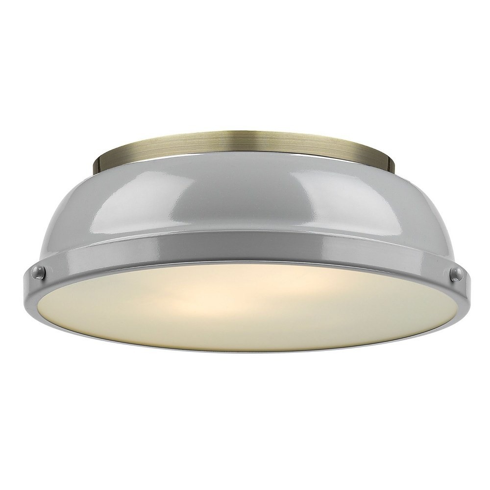 Duncan 14" Flush Mount in Aged Brass with a Gray Shade - Walmart.com