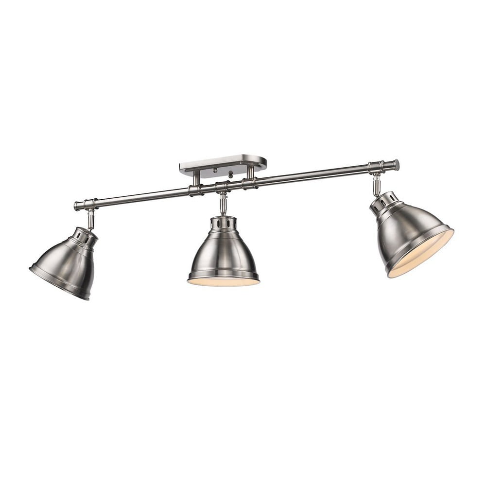 Duncan 3 Light Semi-Flush - Track Light in Pewter with Pewter Shades ...