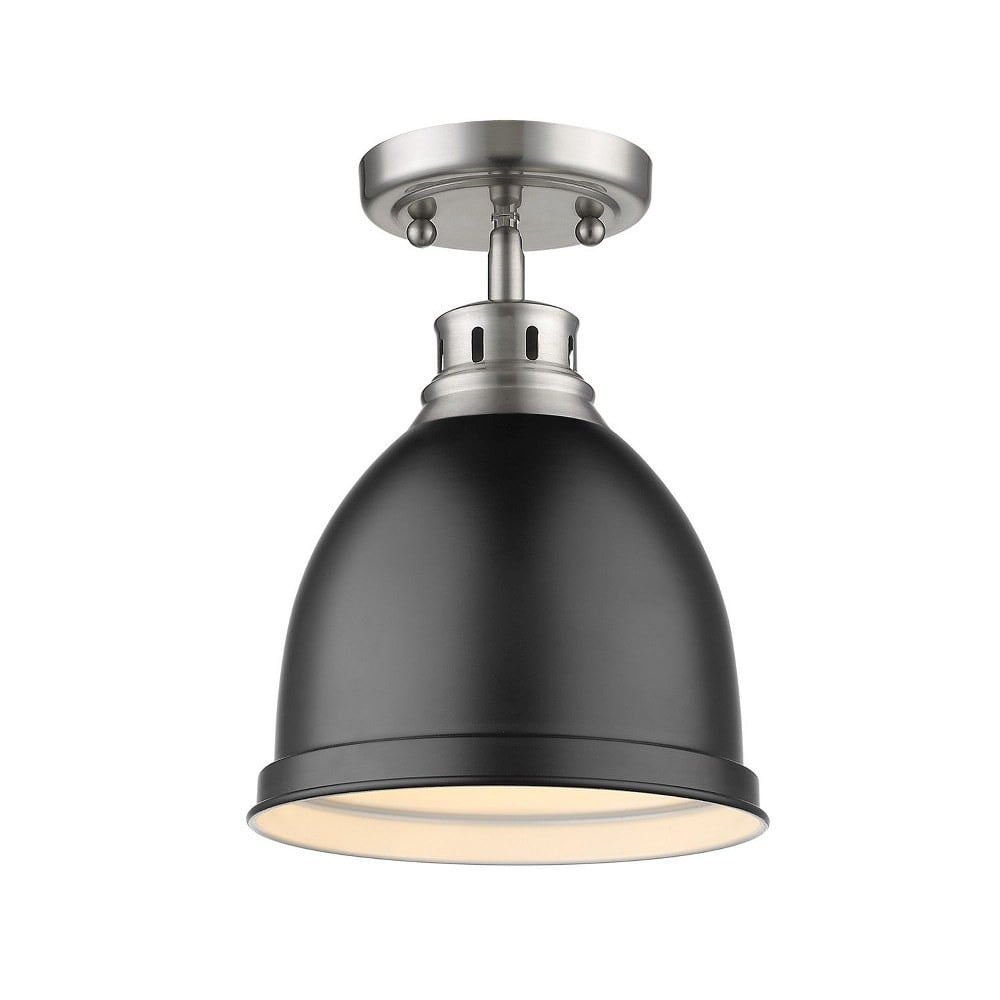 Duncan Flush Mount in Pewter with a Matte Black Shade - Walmart.com