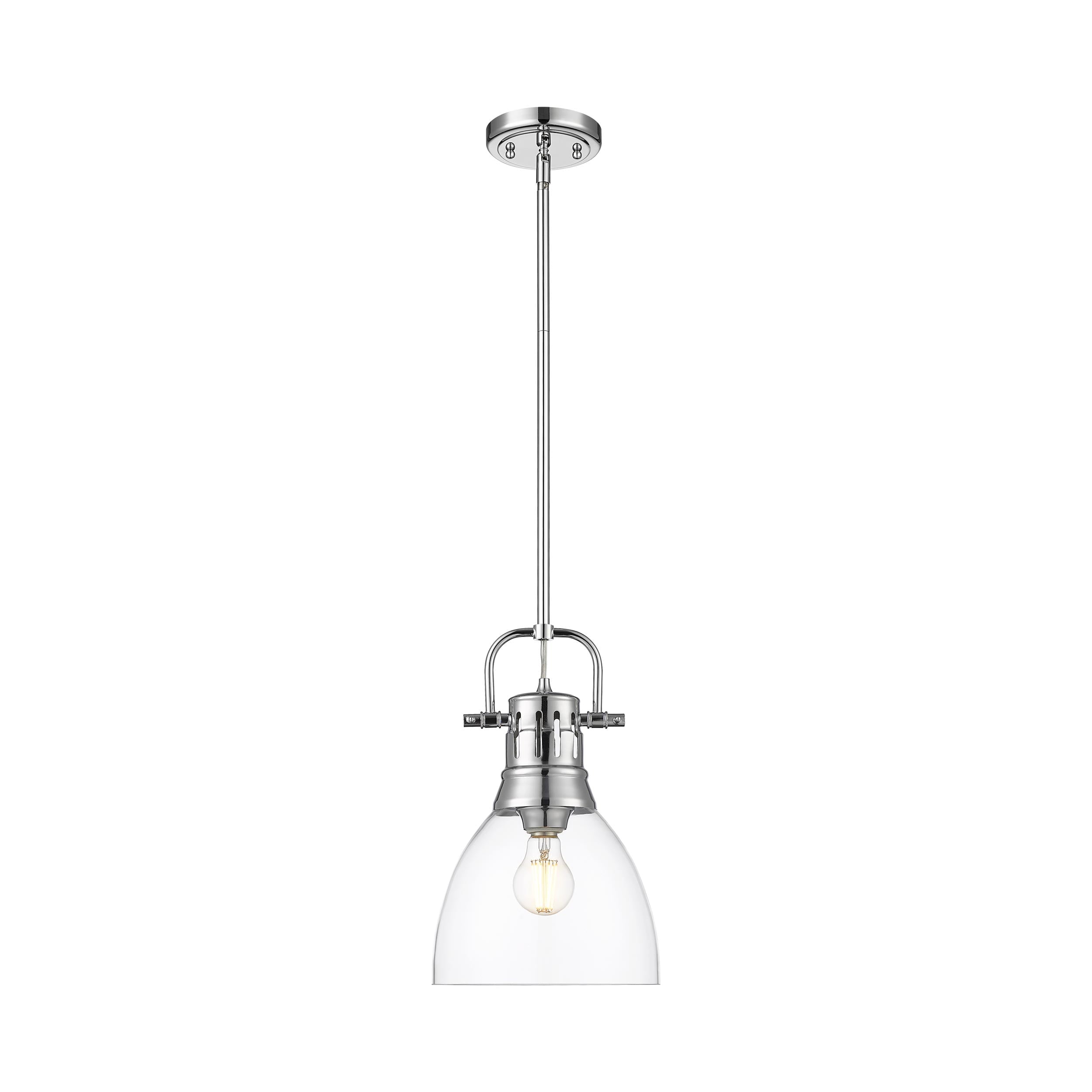 Golden Lighting 3604-S CH-CLR Duncan Small Pendant with Rod in Chrome ...