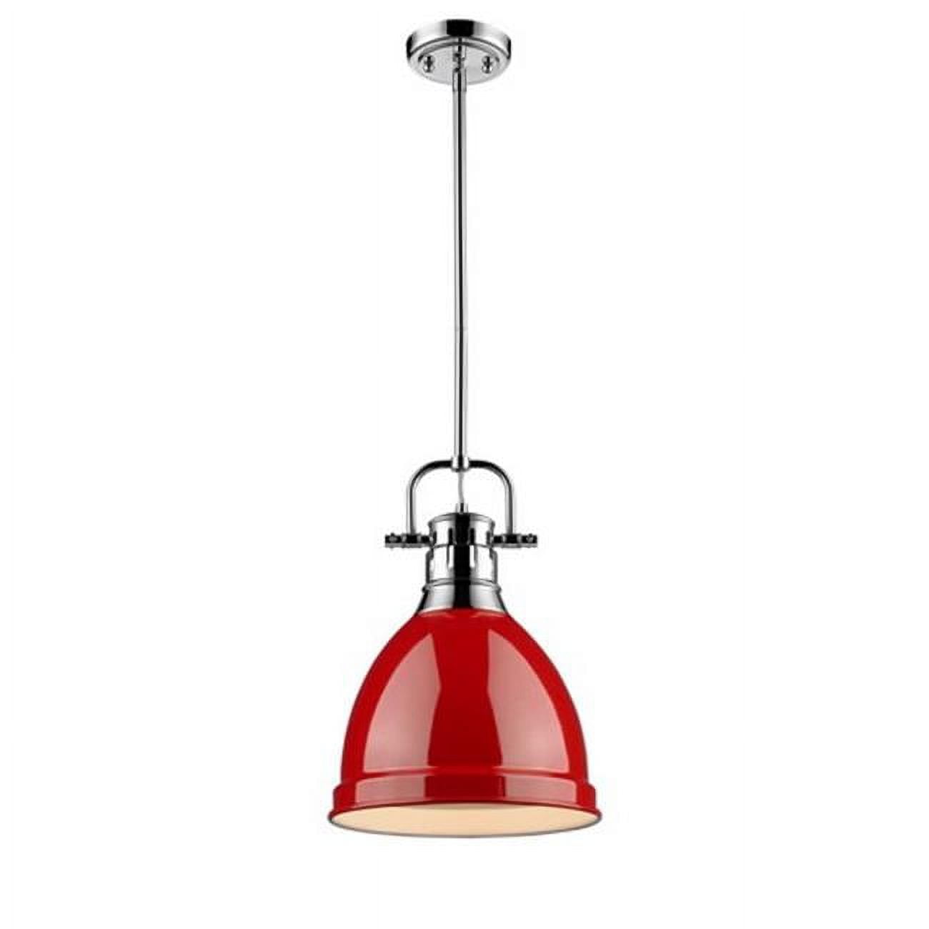 Duncan Small Pendant with Rod in Chrome with a Red Shade - Walmart.com