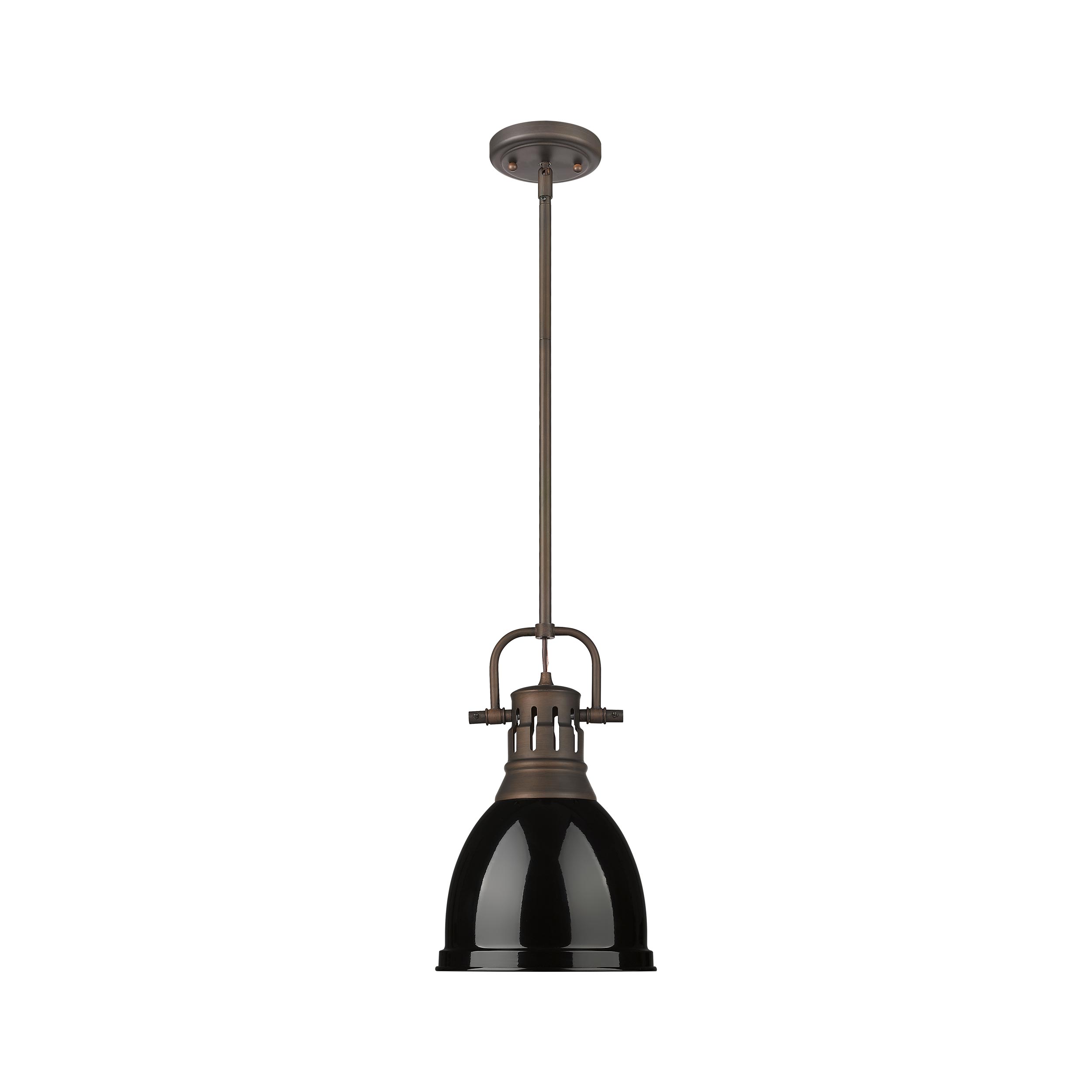 Duncan Small Pendant with Rod in Rubbed Bronze with Black - Walmart.com