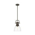 Duncan Small Pendant with Rod in Rubbed Bronze with Clear Glass ...