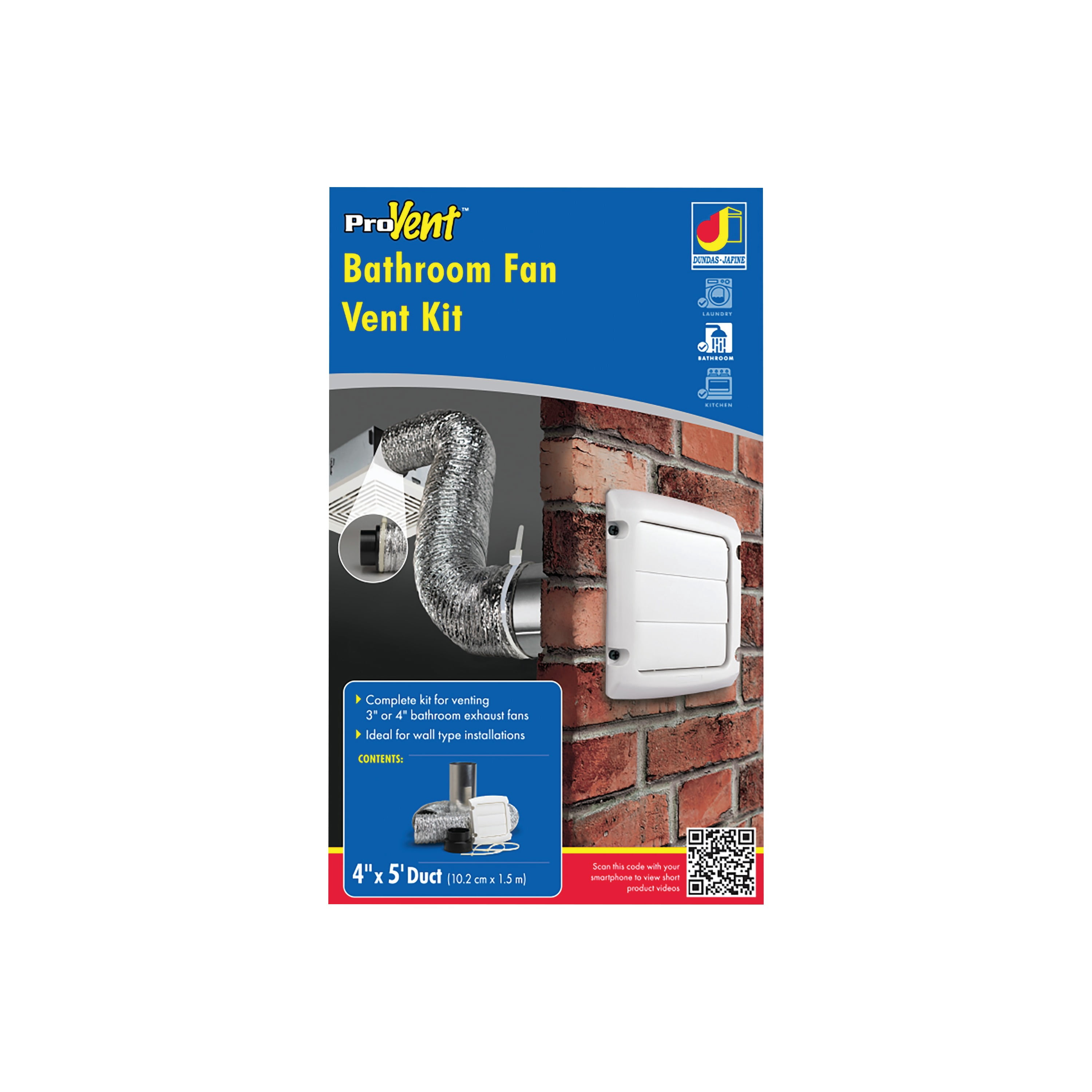Dundas Jafine Bathroom & Utility Wall Bath Fan Vent Kit - Pack of 4 ...