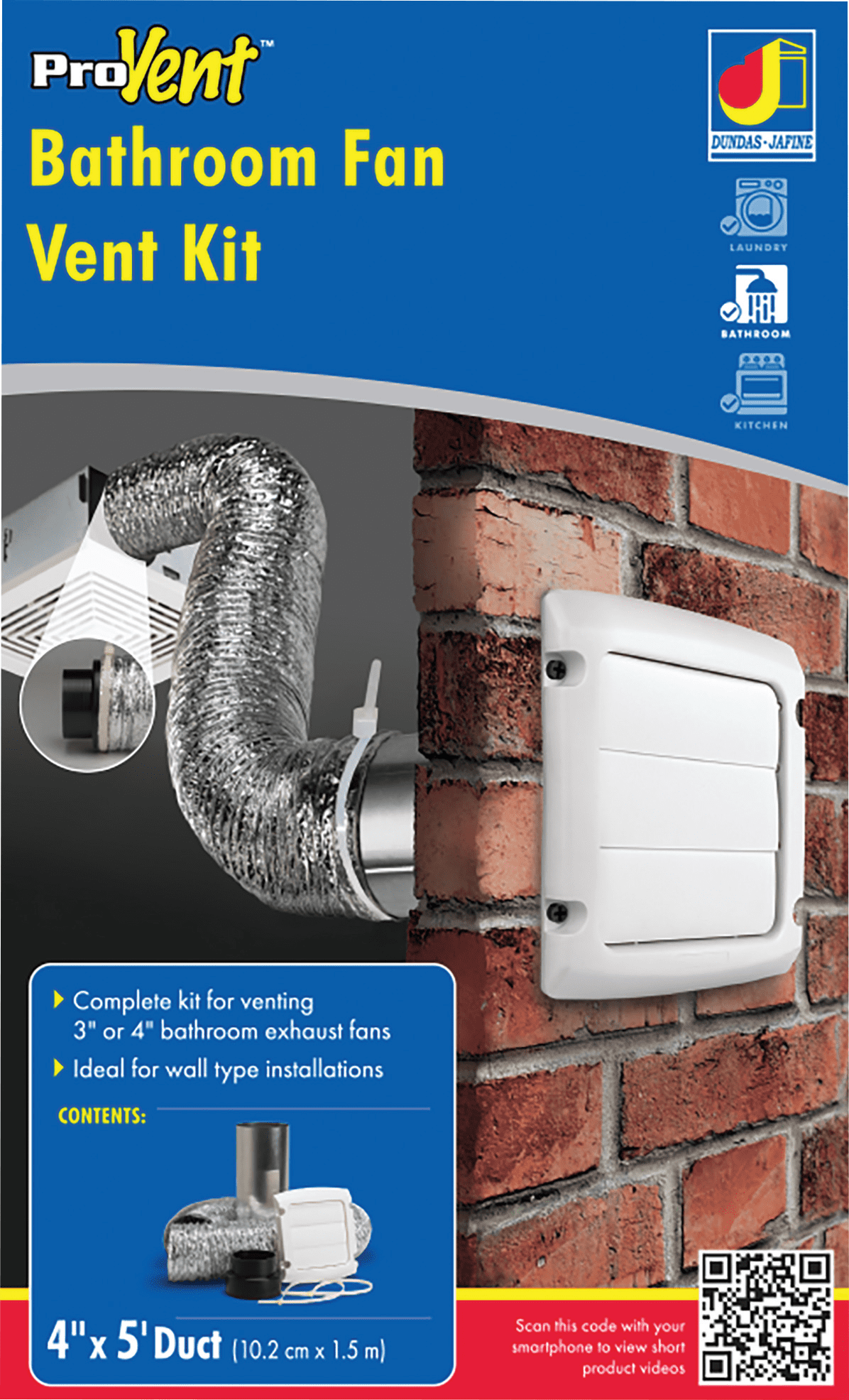 Dundas Jafine Bathroom & Utility Wall Bath Fan Vent Kit - Single Pack ...