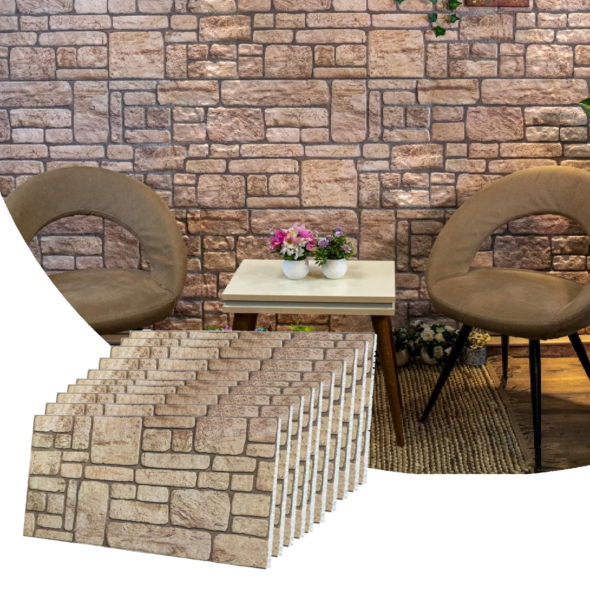 Dundee Deco 3D Wall Panels Brick Effect - Cladding, Beige Stone Look ...