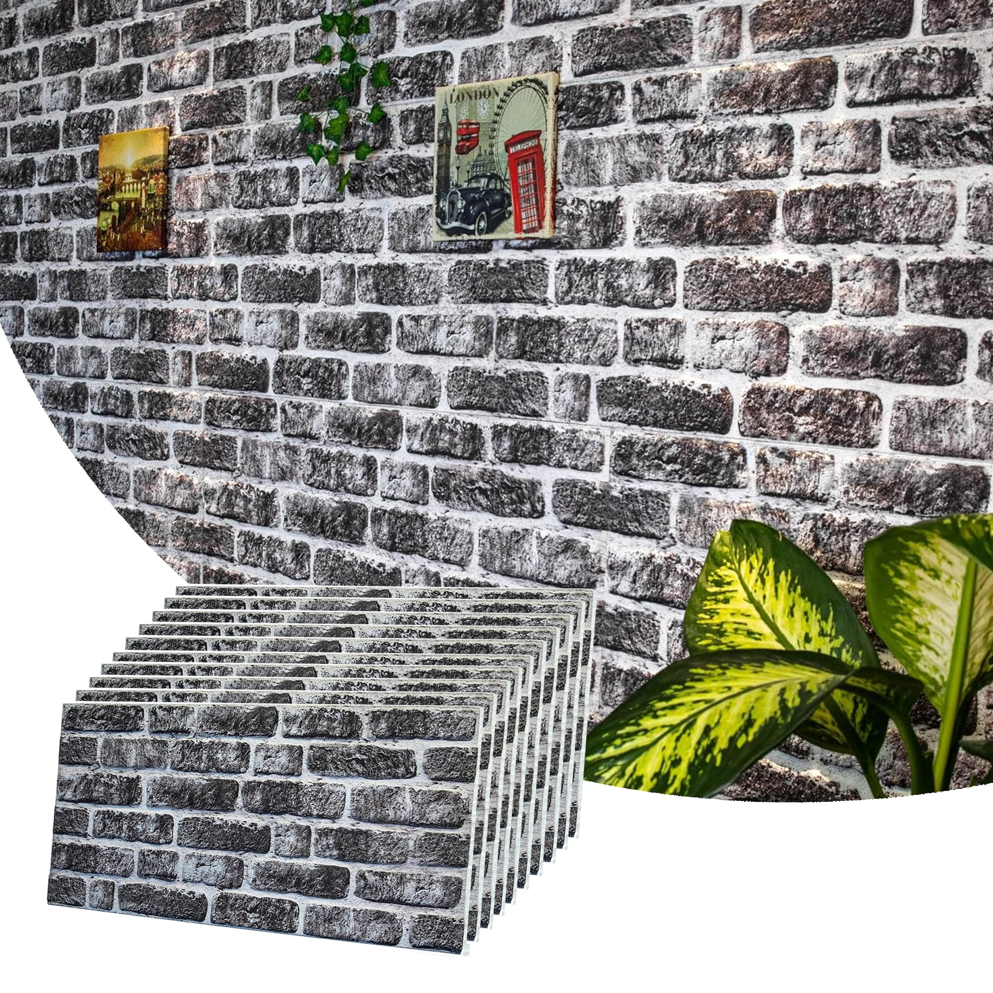 Dundee Deco 3D Wall Panels Brick Effect - Cladding, Charcoal White ...