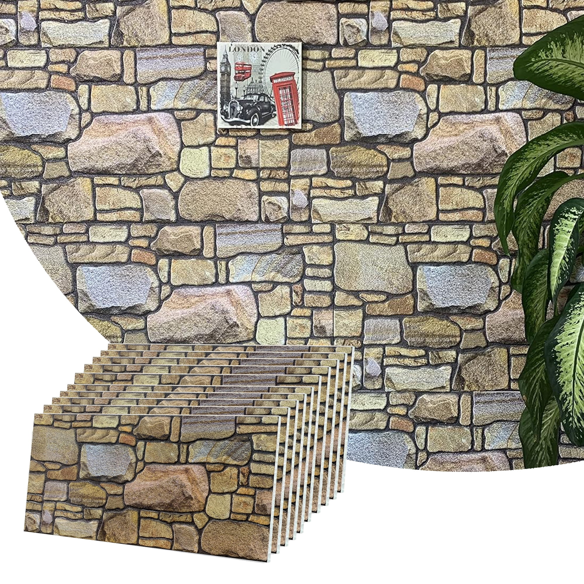 Dundee Deco 3D Wall Panels - Cladding, Beige Bronze Lilac Stone Look ...