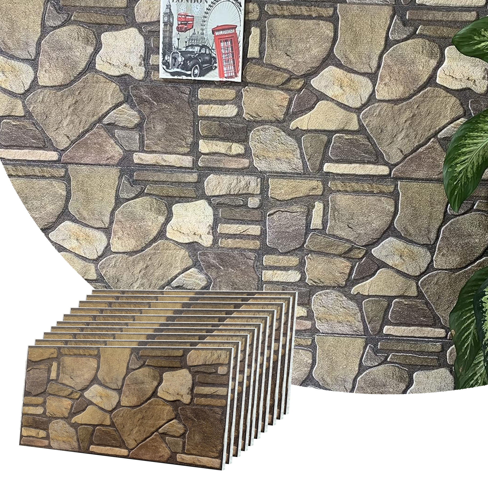 Dundee Deco 3D Wall Panels - Cladding, Brown Hazel Gold Stone Look Wall ...