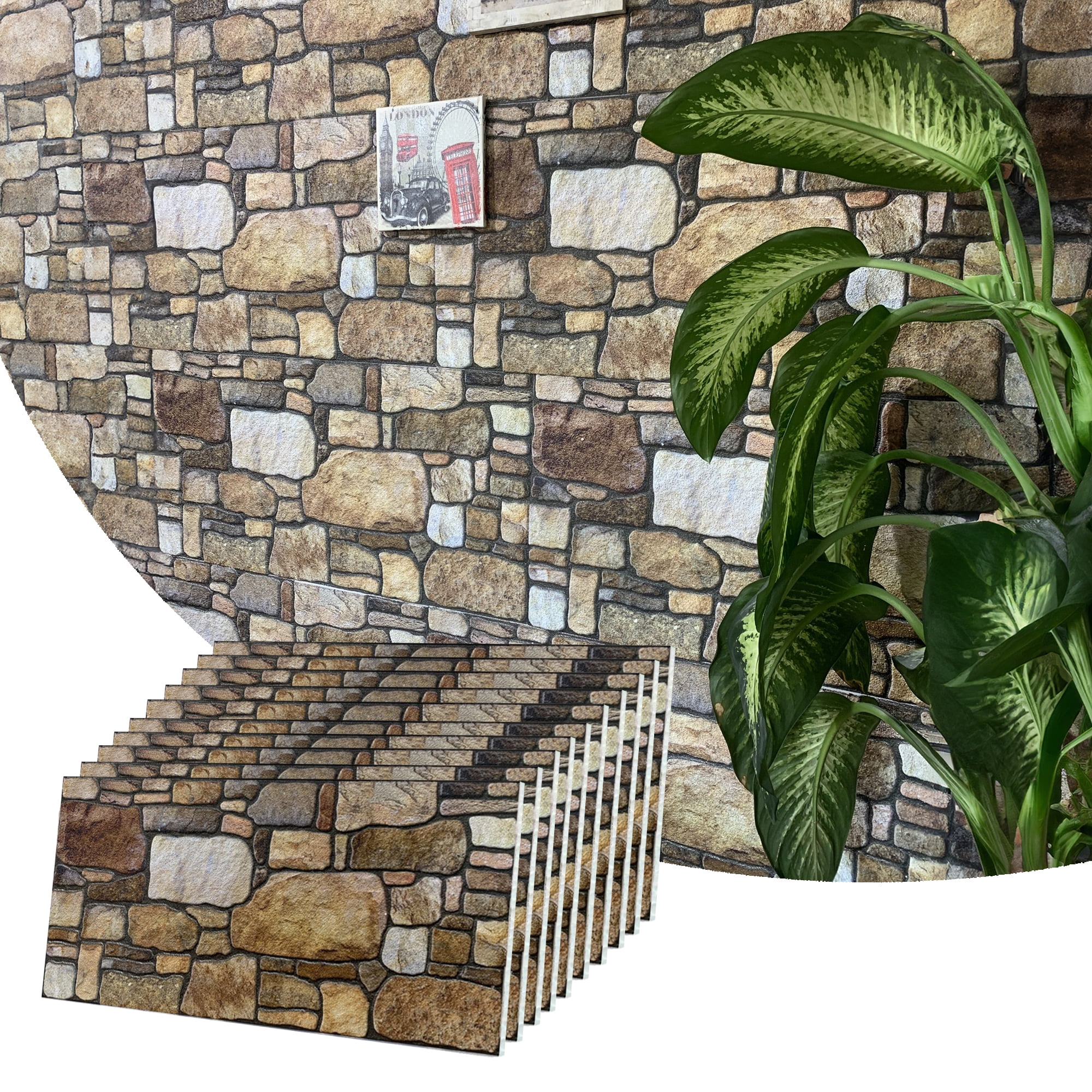 Dundee Deco 3D Wall Panels - Cladding, Brown Off-White Stone Look Wall ...