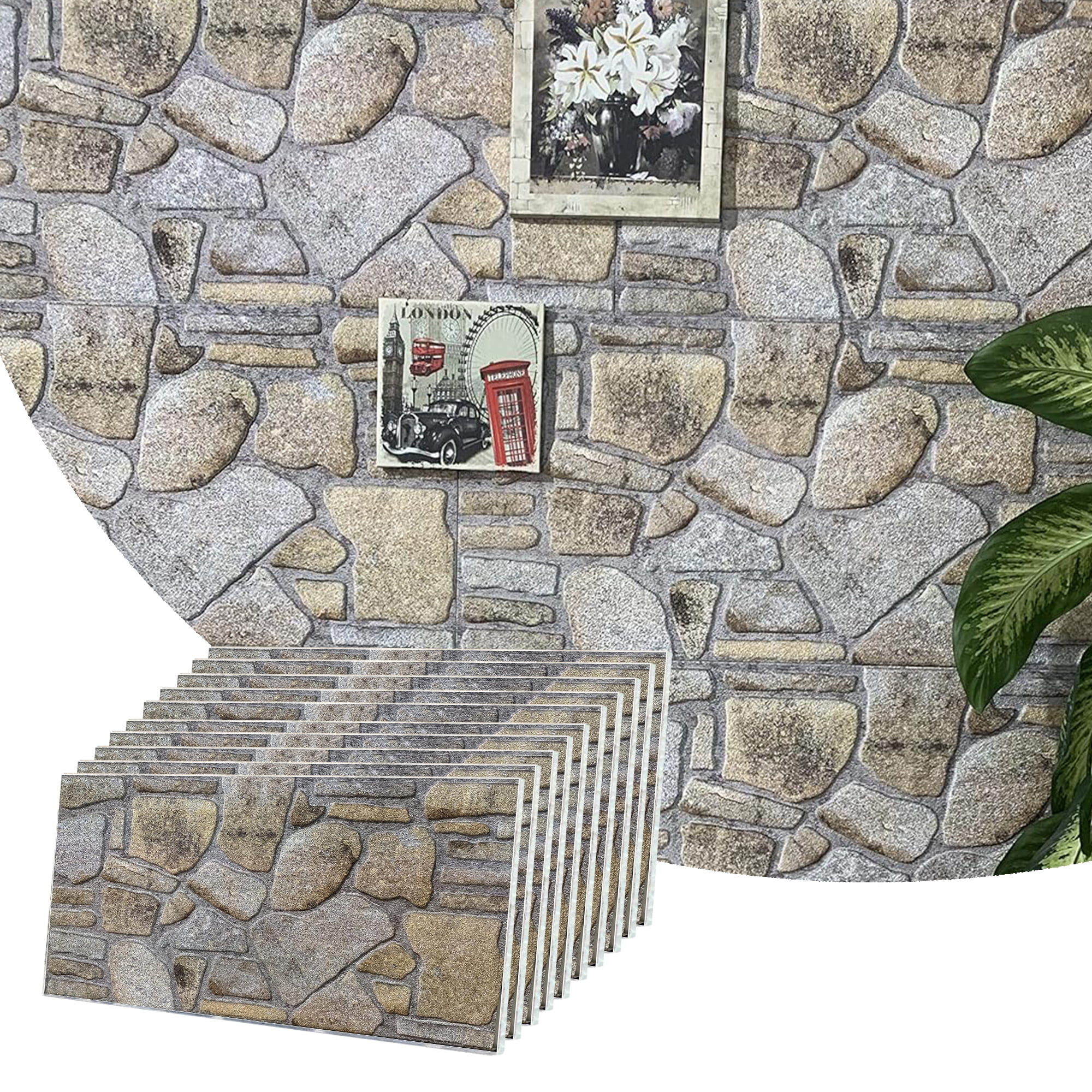 Dundee Deco 3D Wall Panels - Cladding, Gold Lilac Stone Look Wall ...