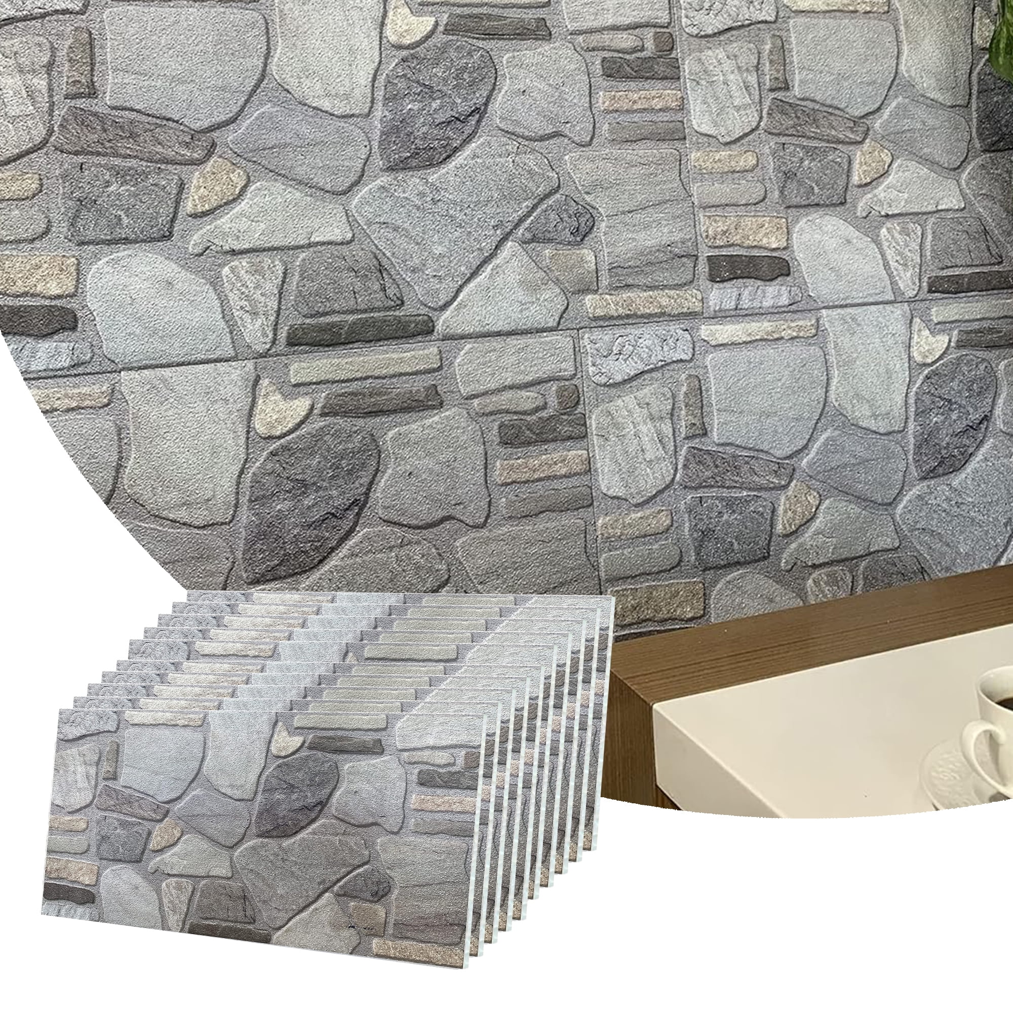 Dundee Deco 3D Wall Panels - Cladding, Grey Mauve Blue Stone Look Wall ...