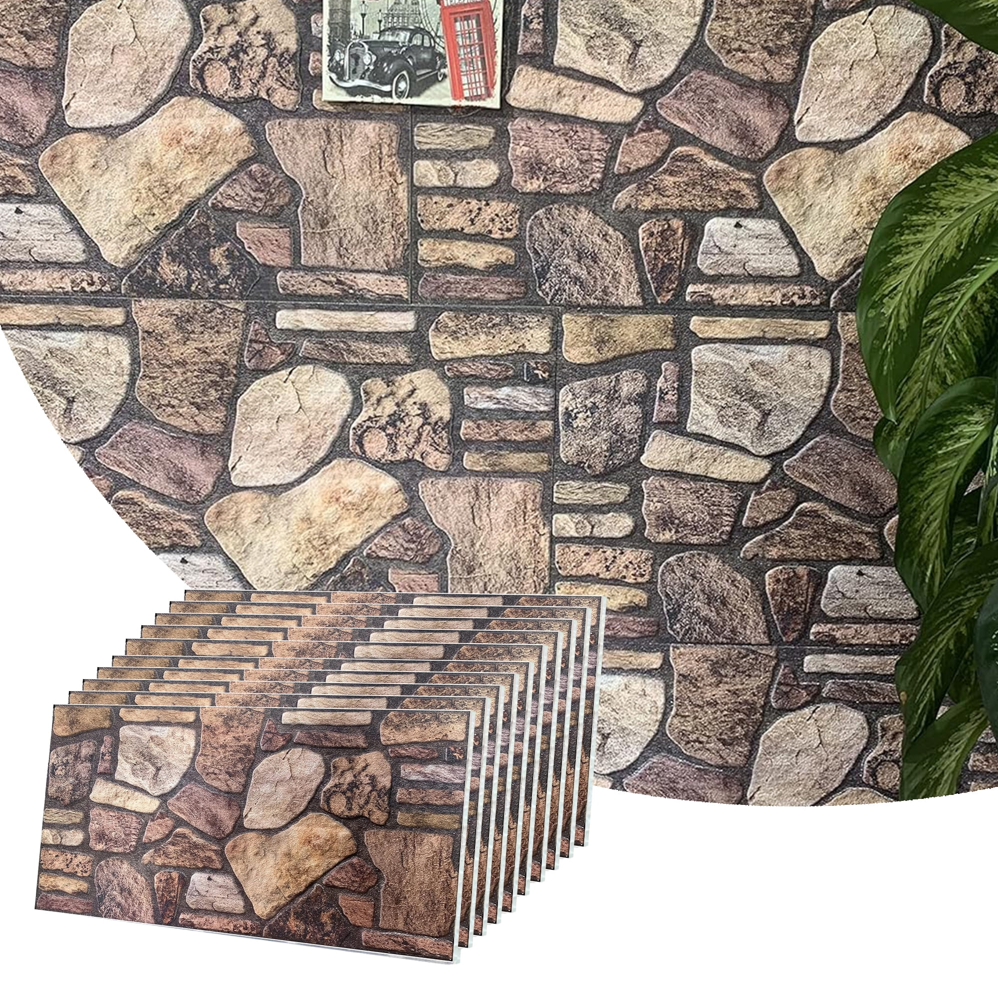 Dundee Deco 3D Wall Panels - Cladding, Mahogany Brown Stone Look Wall ...
