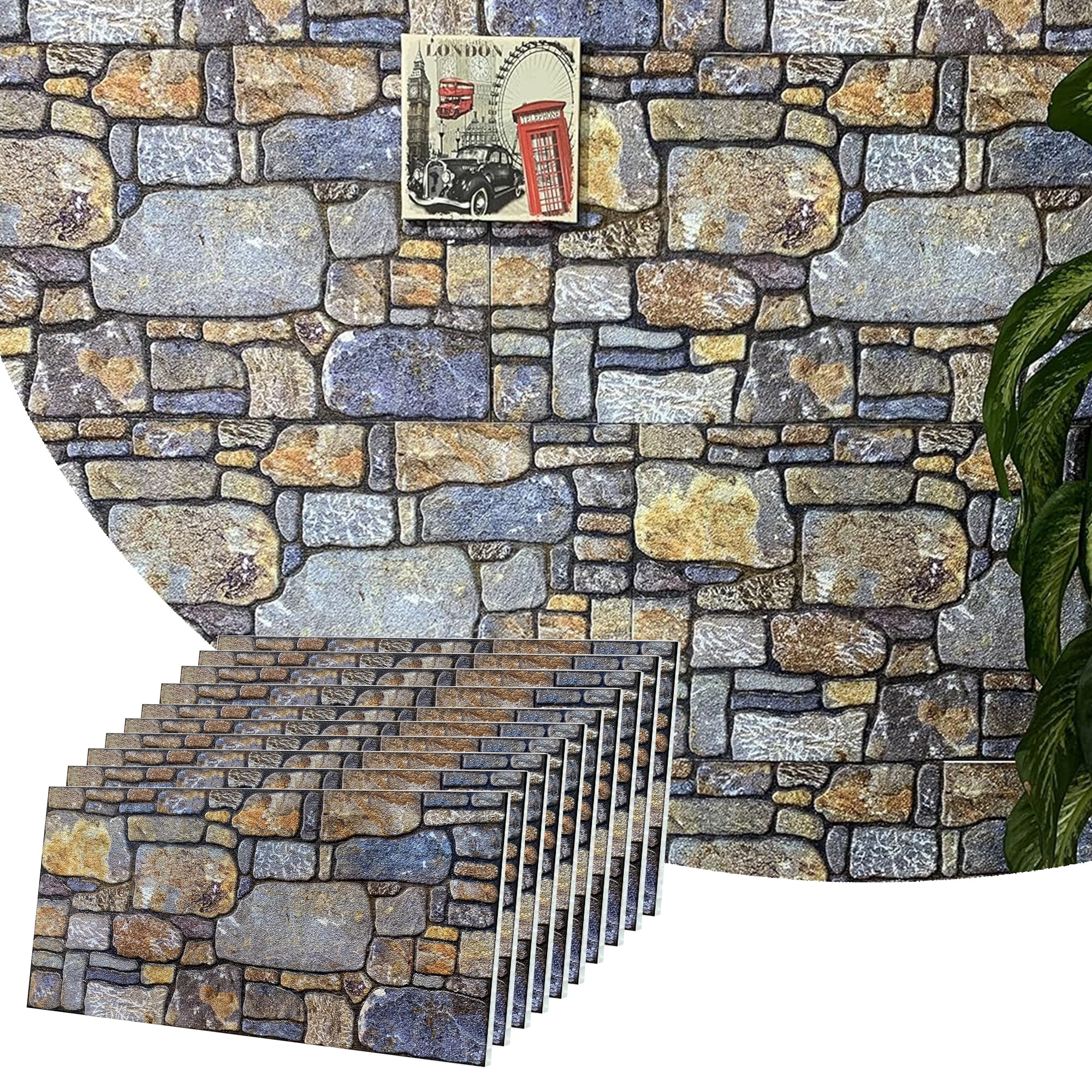 Dundee Deco 3D Wall Panels - Cladding, Periwinkle Ginger Stone Look ...