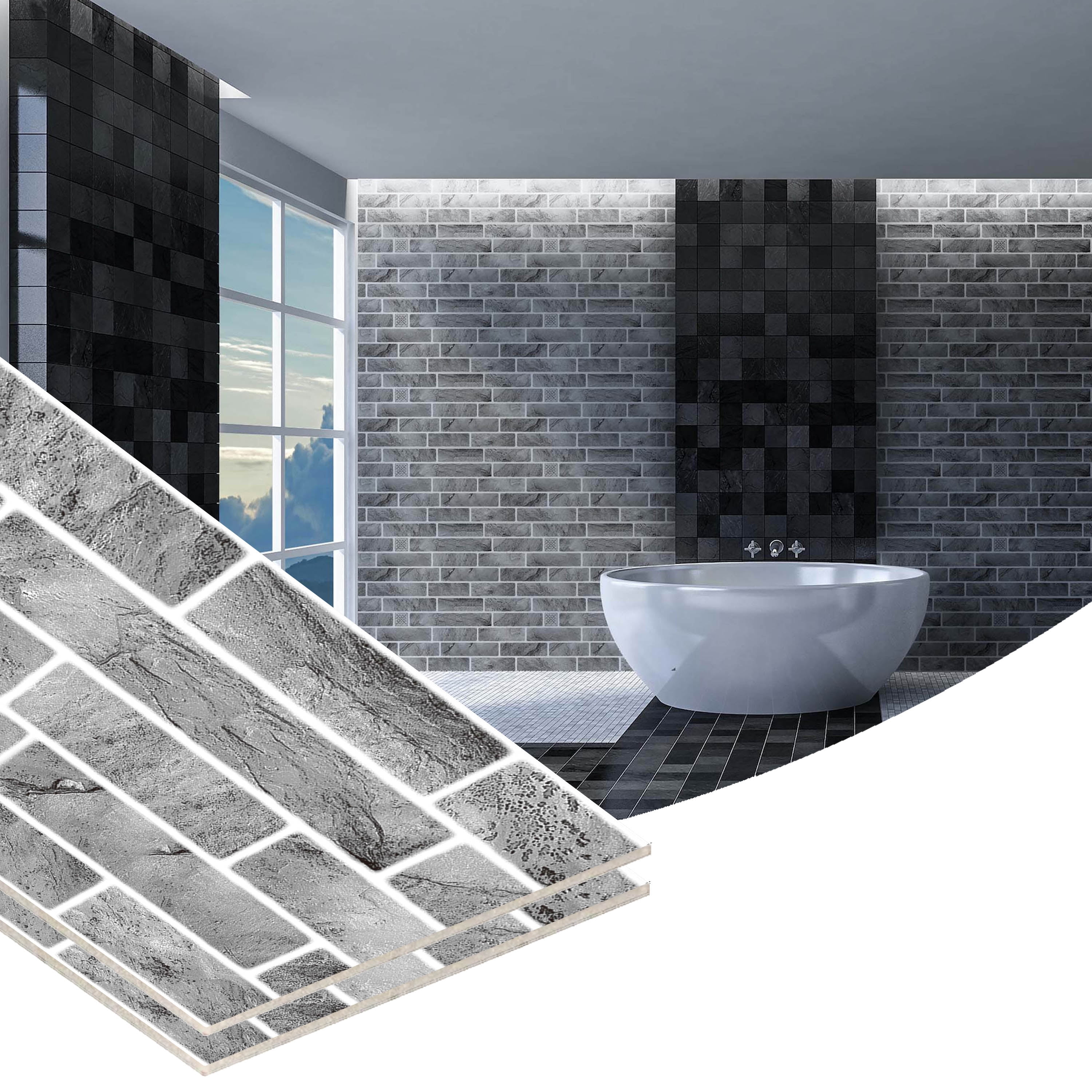 Dundee Deco Peel and Stick Wall Panels, Charcoal, Sample 6 in X 6 in ...