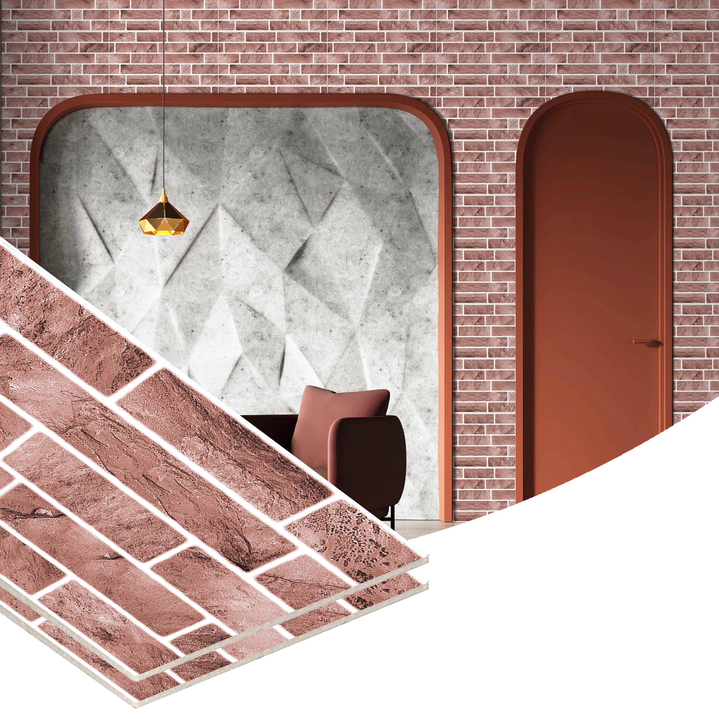 Dundee Deco Peel and Stick Wall Panels, Pinkish Brown, Sample 6 in X 6 ...