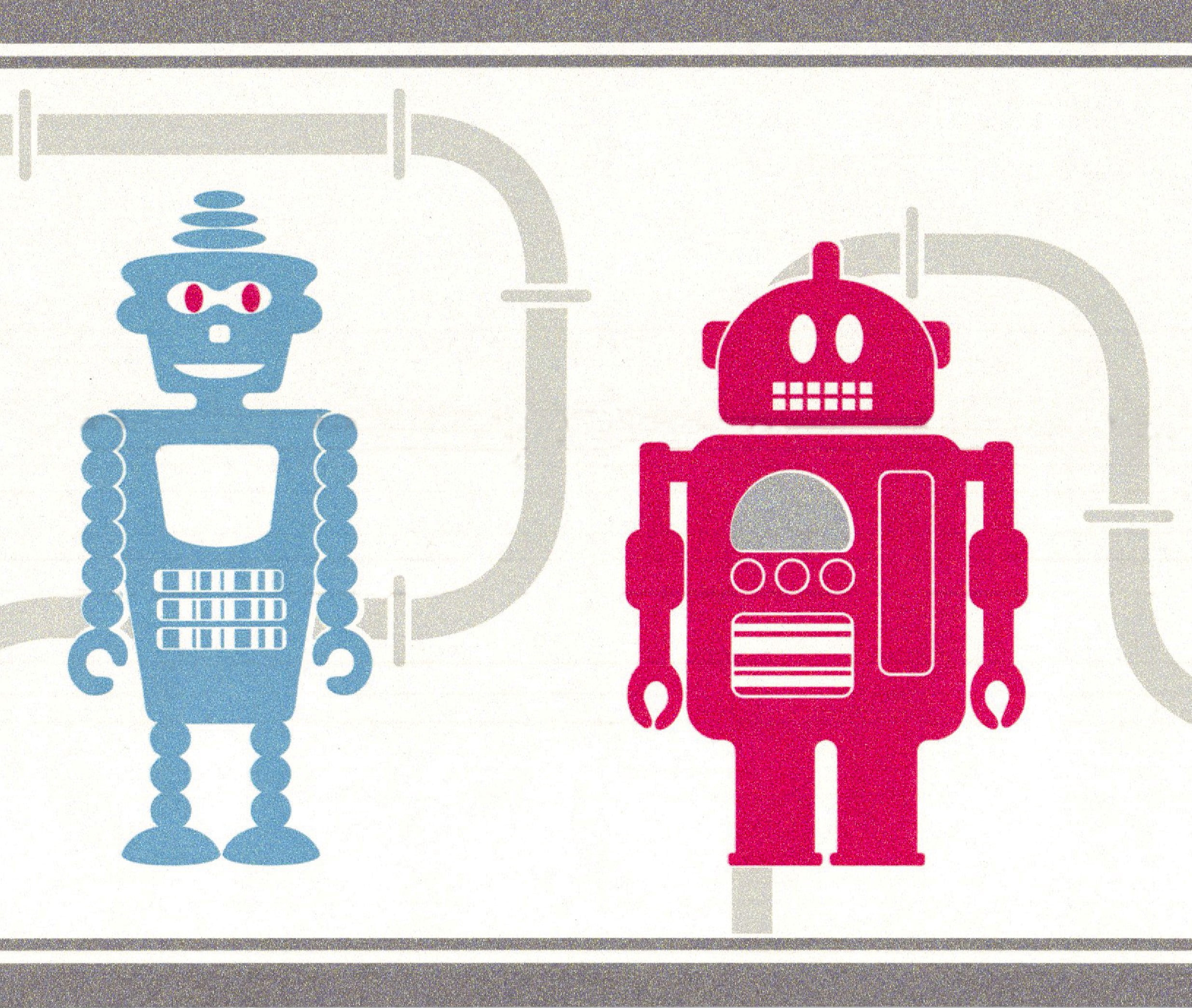 Dundee Deco Prepasted Wallpaper Border - Kids White, Grey, Silver, Red ...