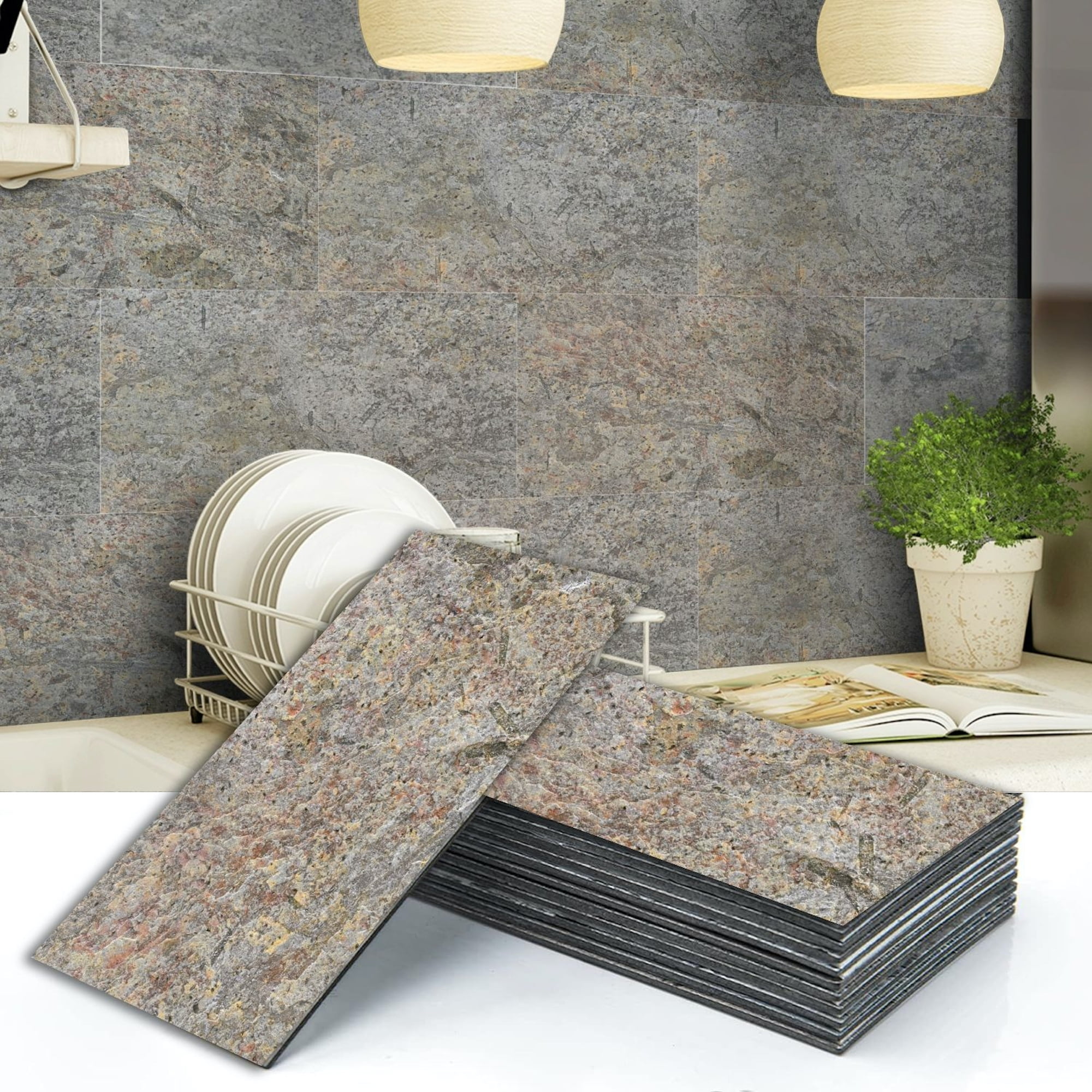 Dundee Deco Veneer Wall Panels, Peel and Stick DIY Slate Stone Finish ...