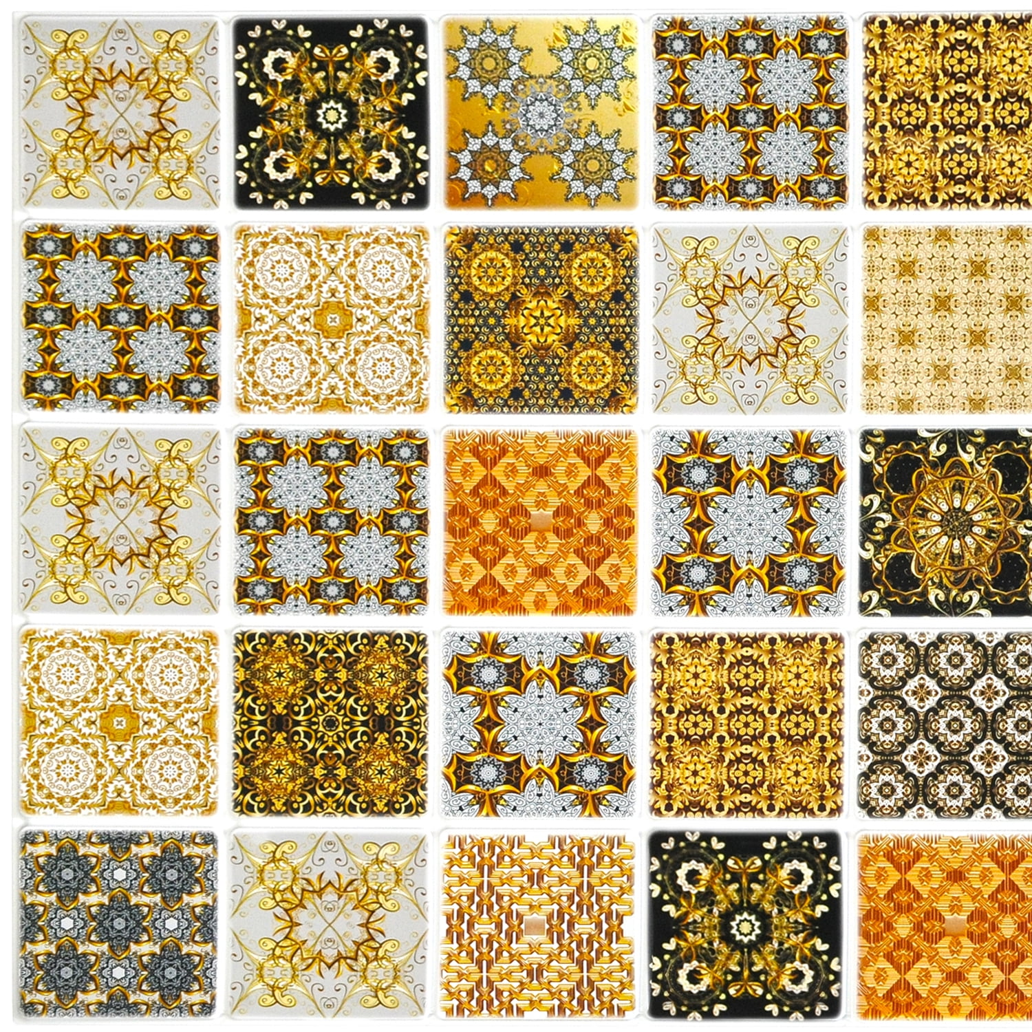 Dundee Deco's Golden Black Faux Abstract Patterns PVC 3D Wall Panel, 3. ...
