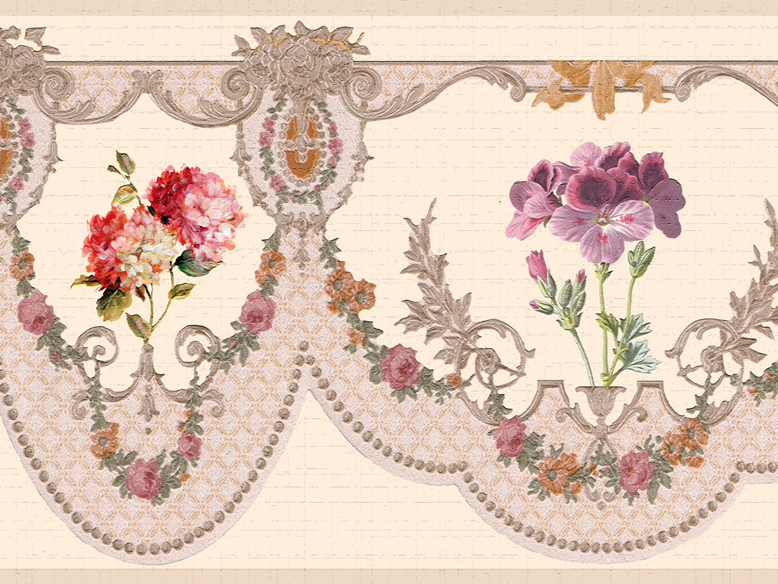 Dundee Deco's Peel and Stick Wallpaper Border - Floral Pink Purple ...