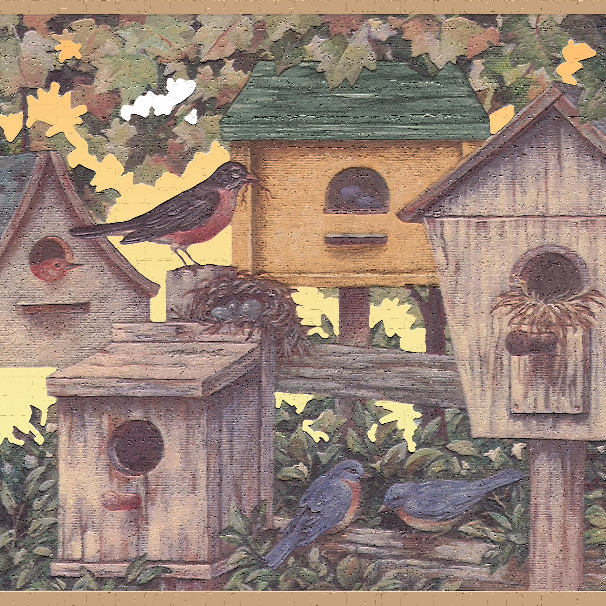 Dundee Deco's Peel and Stick Wallpaper Border - Nature Brown Green Bird ...