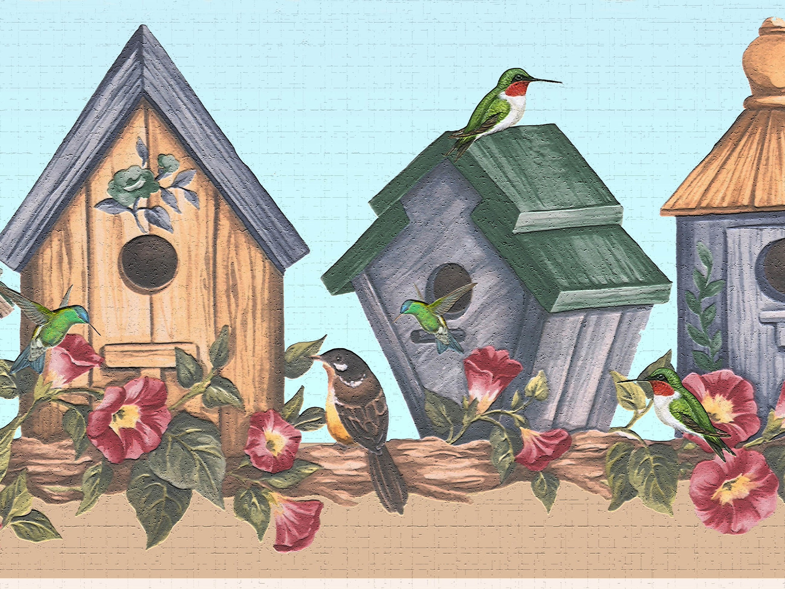 Dundee Deco's Peel and Stick Wallpaper Border - Nature Red Blue Green ...