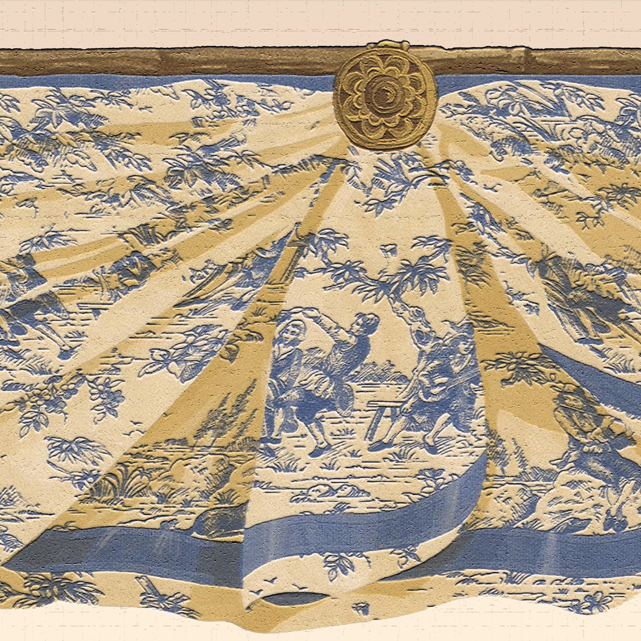 Dundee Deco's Peel and Stick Wallpaper Border - Vintage Blue Yellow ...