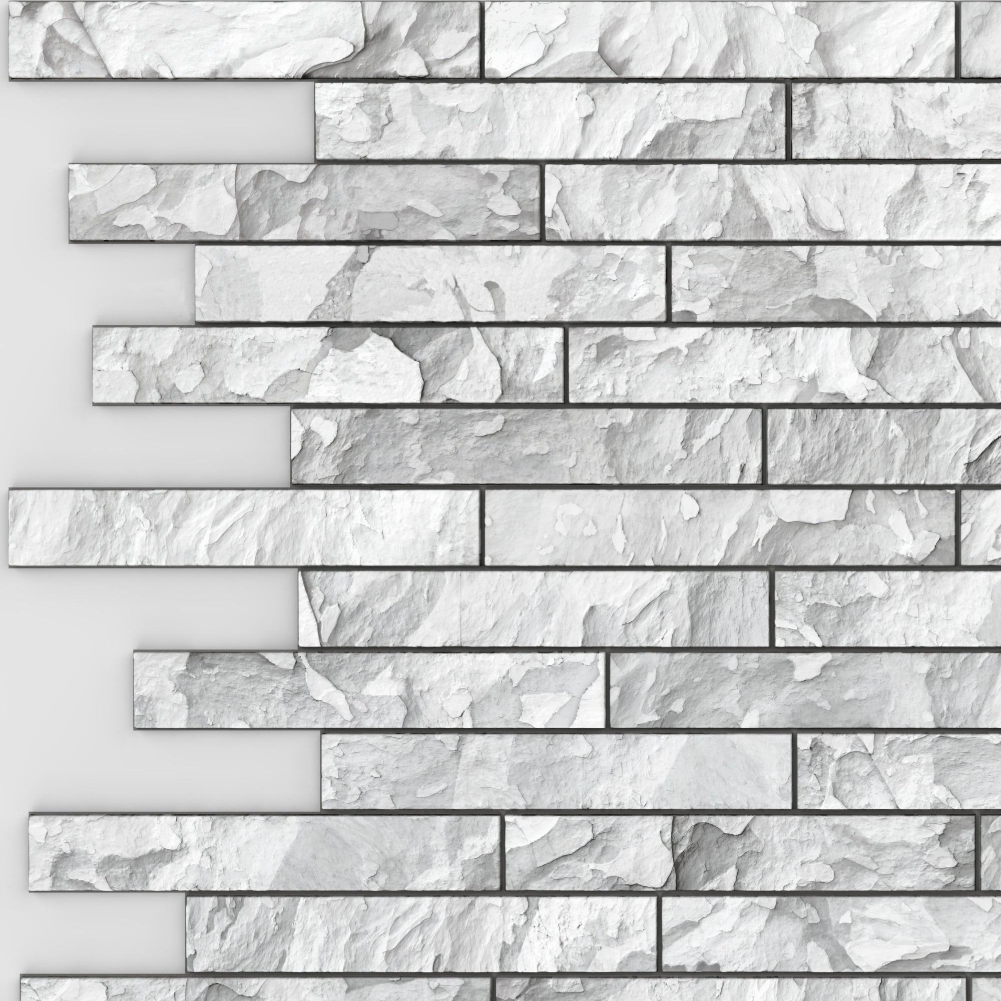 Dundee Deco's White Grey Faux Stone PVC 3D Wall Panel, 3.2 ft X 2.1 ft ...