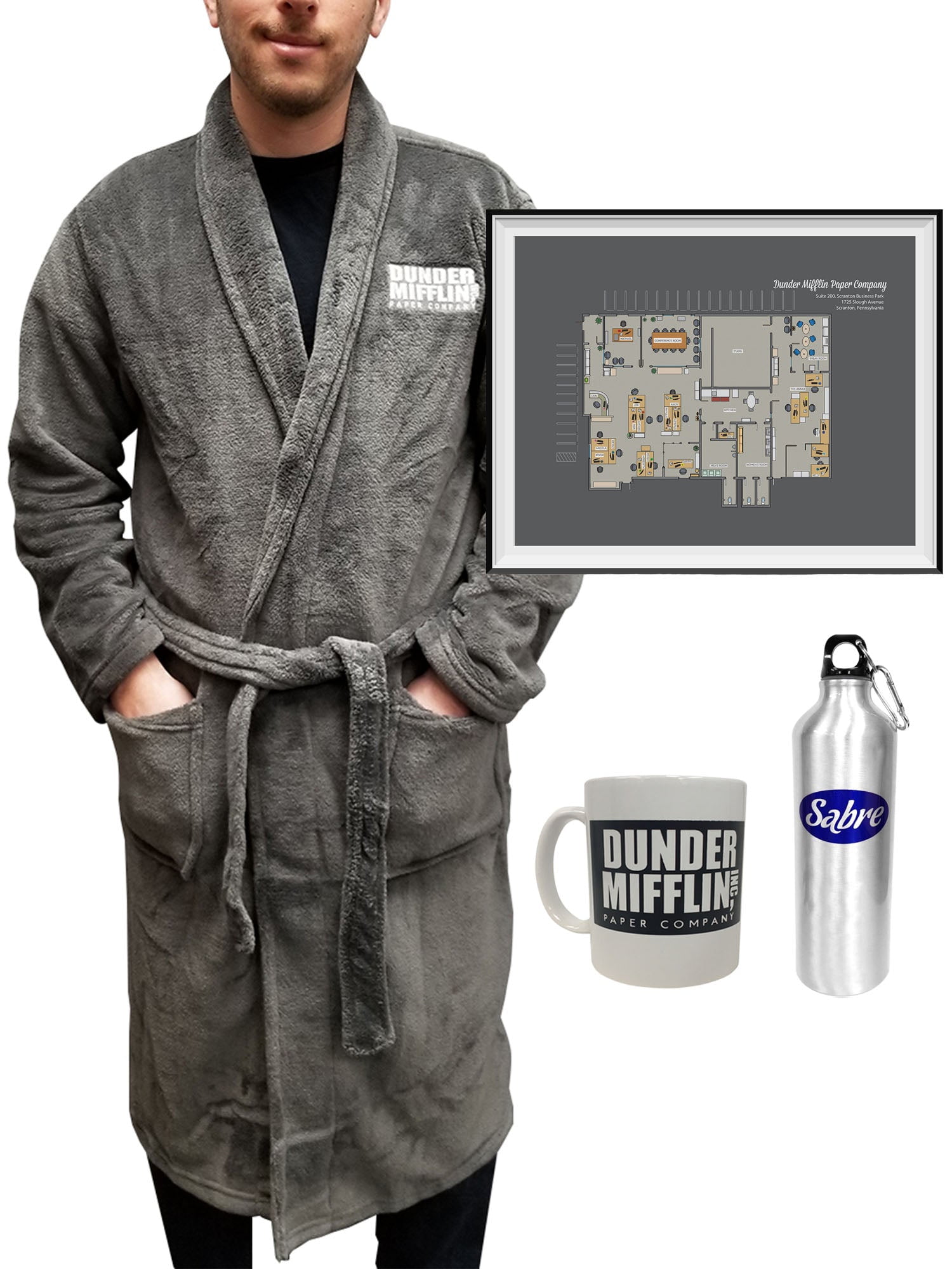 Dunder Mifflin Gift Set The Office TV Show Robe Poster Mug Bottle US ...