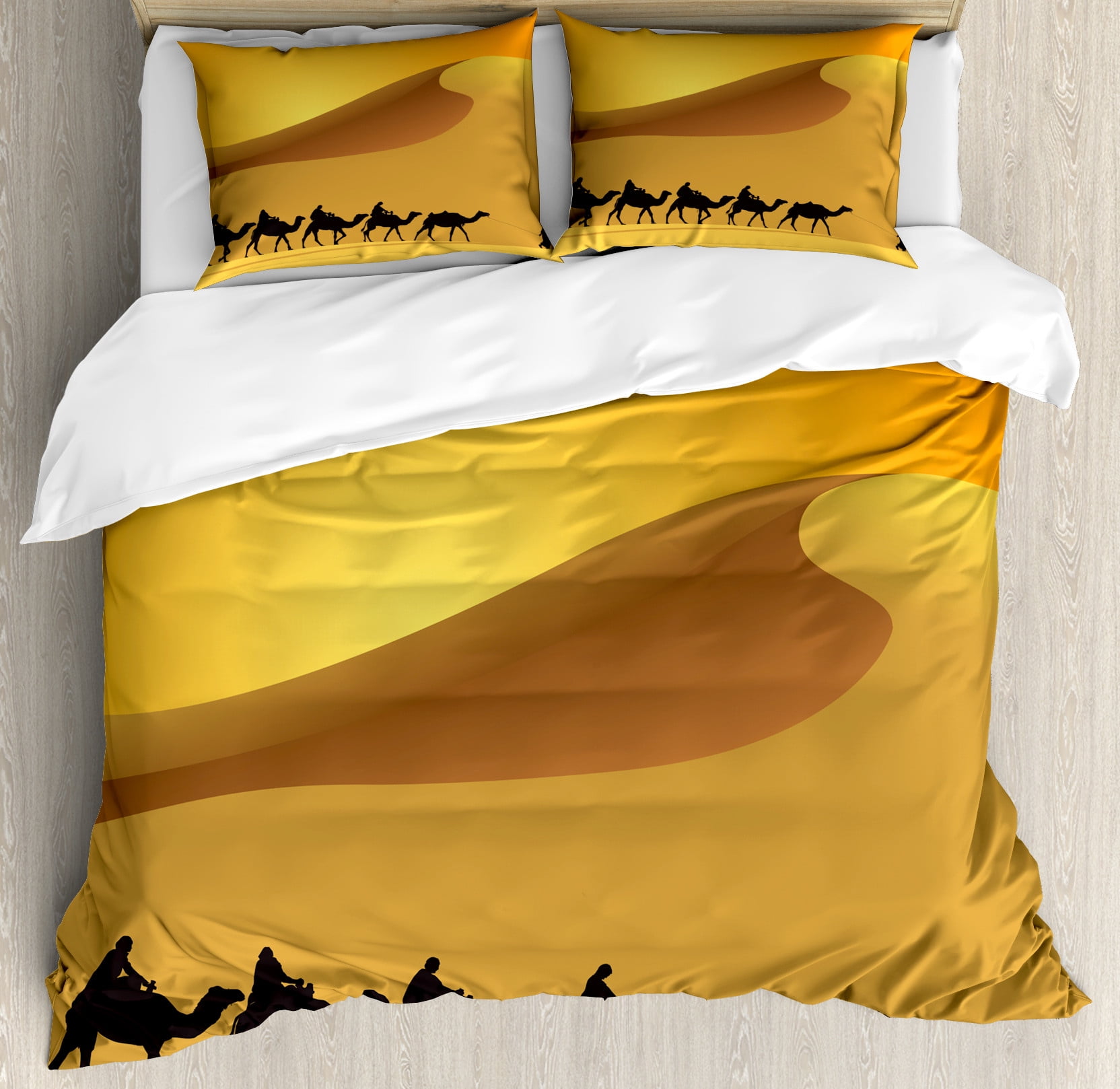 Dune Duvet Cover Set, Hot Sahara Desert Illustration with a Camel ...
