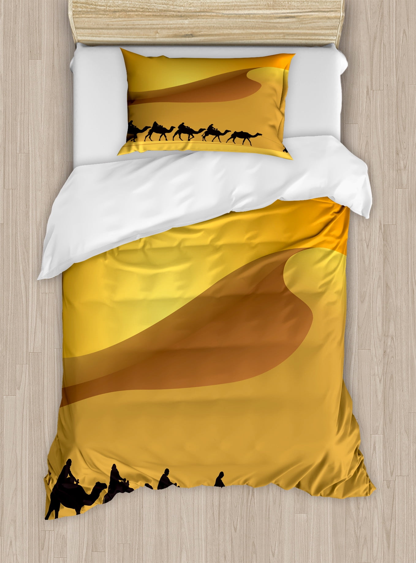 Dune Duvet Cover Sets, Hot Sahara Desert Illustration with a Camel ...