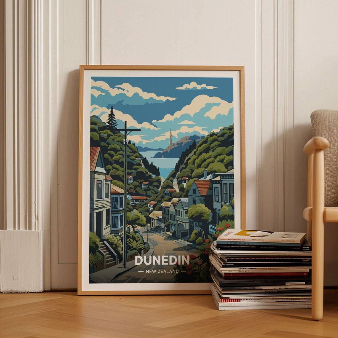 Dunedin New Zealand Travel Poster, Cityscape Art, Adventure Wall Decor ...