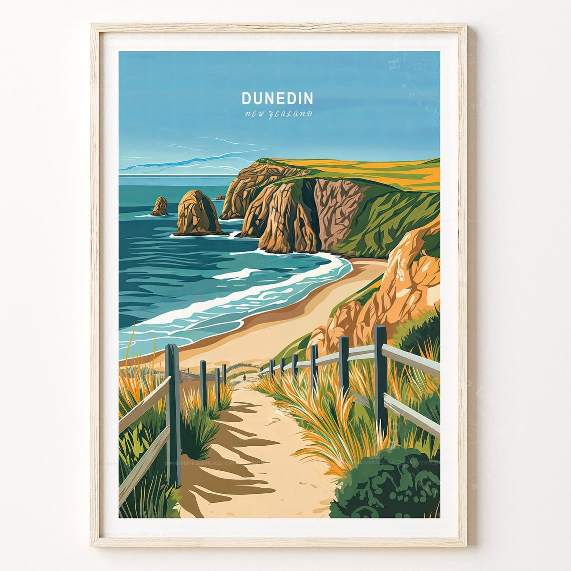 Dunedin New Zealand Travel Poster, Dunedin Wall Art Print, New Zealand ...