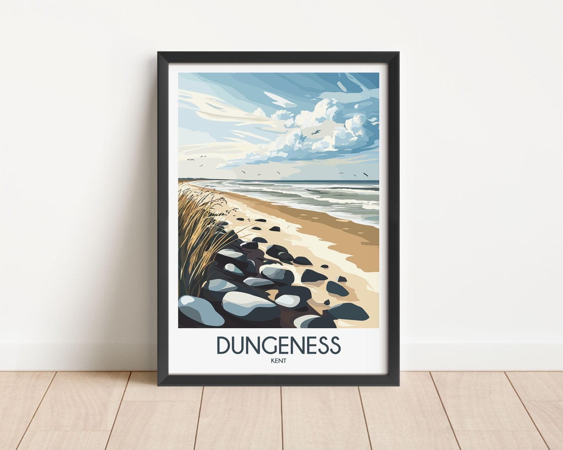 Dungeness Beach Poster Kent Scenic Coastal Art Print, Unframed Poster ...