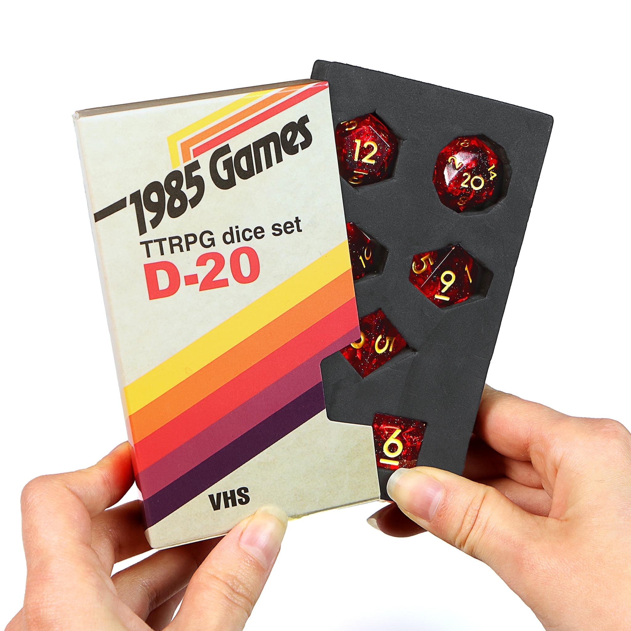 1985 Games Ruby Red RPG Dice Set – Polyhedral DND Dice Retro VHS Box ...