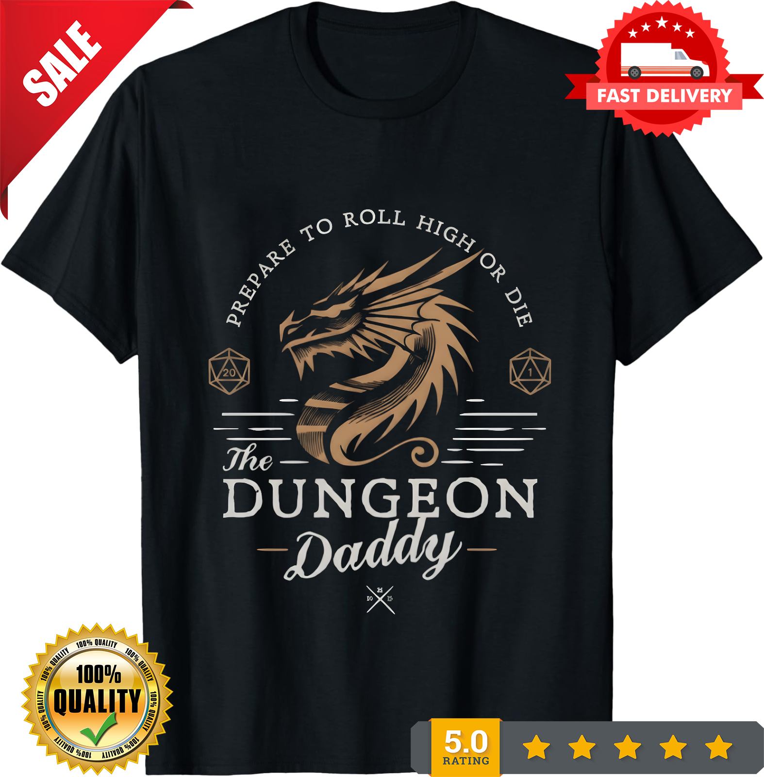 Dungeon Daddy Dnd Shirt Tabletop Gaming Gift for Him RPG Geeky T-shirt ...